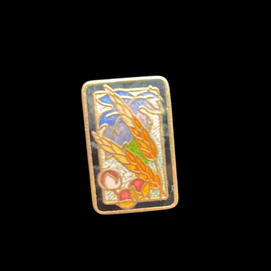 Vintage Cloisonné Enamel Wheat & Floral Pin – Art Deco Style. Great As ...