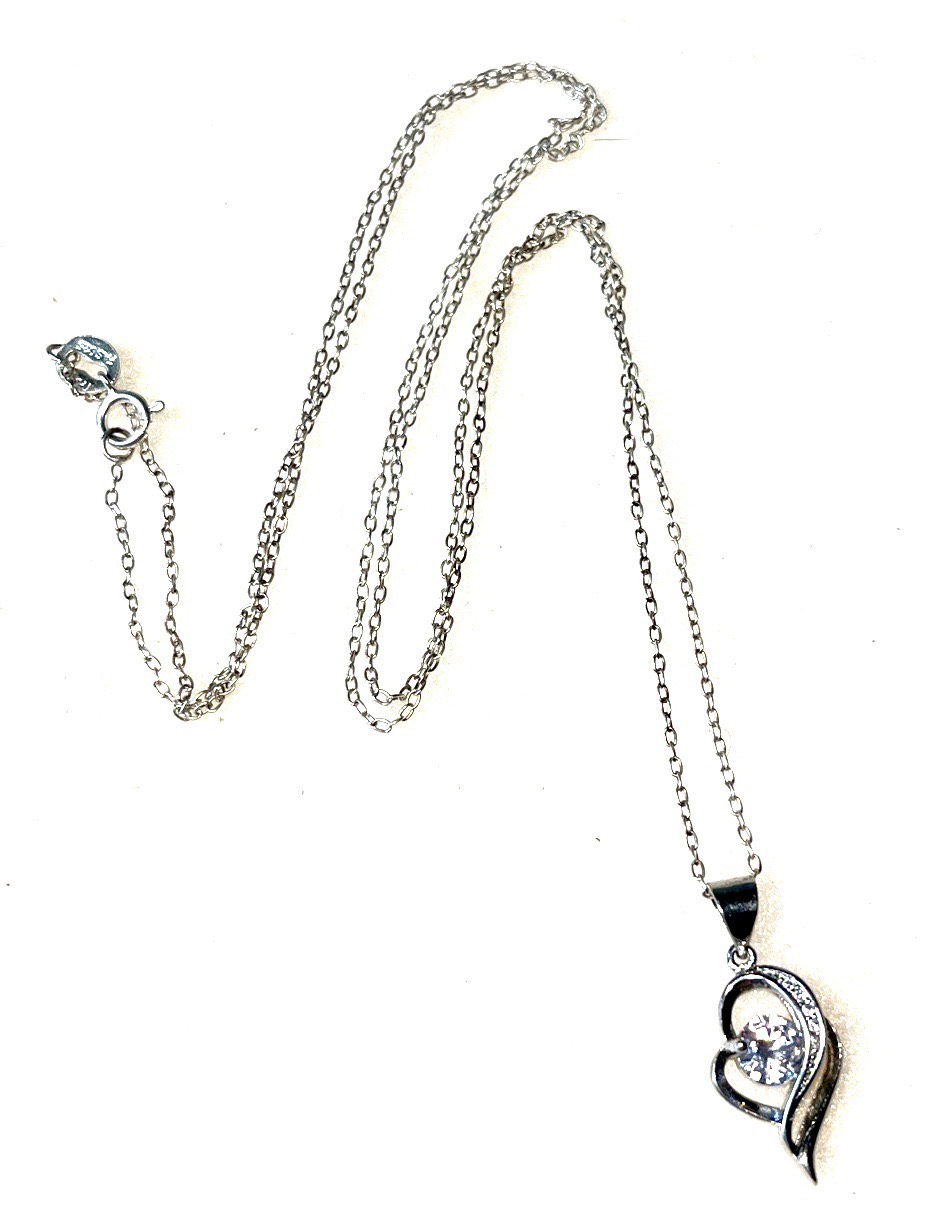 THAI FAS 925 Sterling Chain 24" w/ 925 Sterling Heart Pendant Necklace