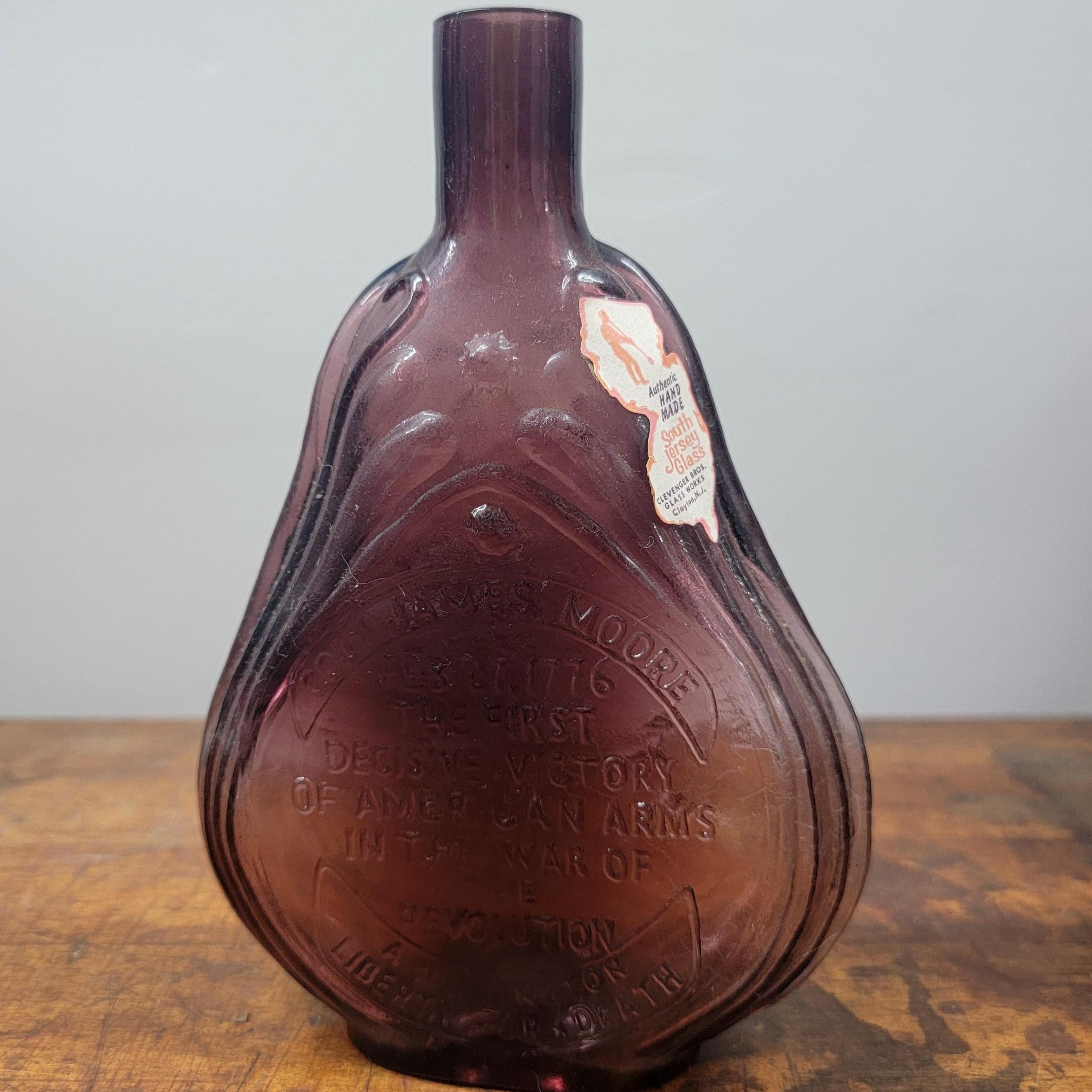 1776-1976 Battle Moore Creek Scroll Flask, Clevenger, Amethyst 005