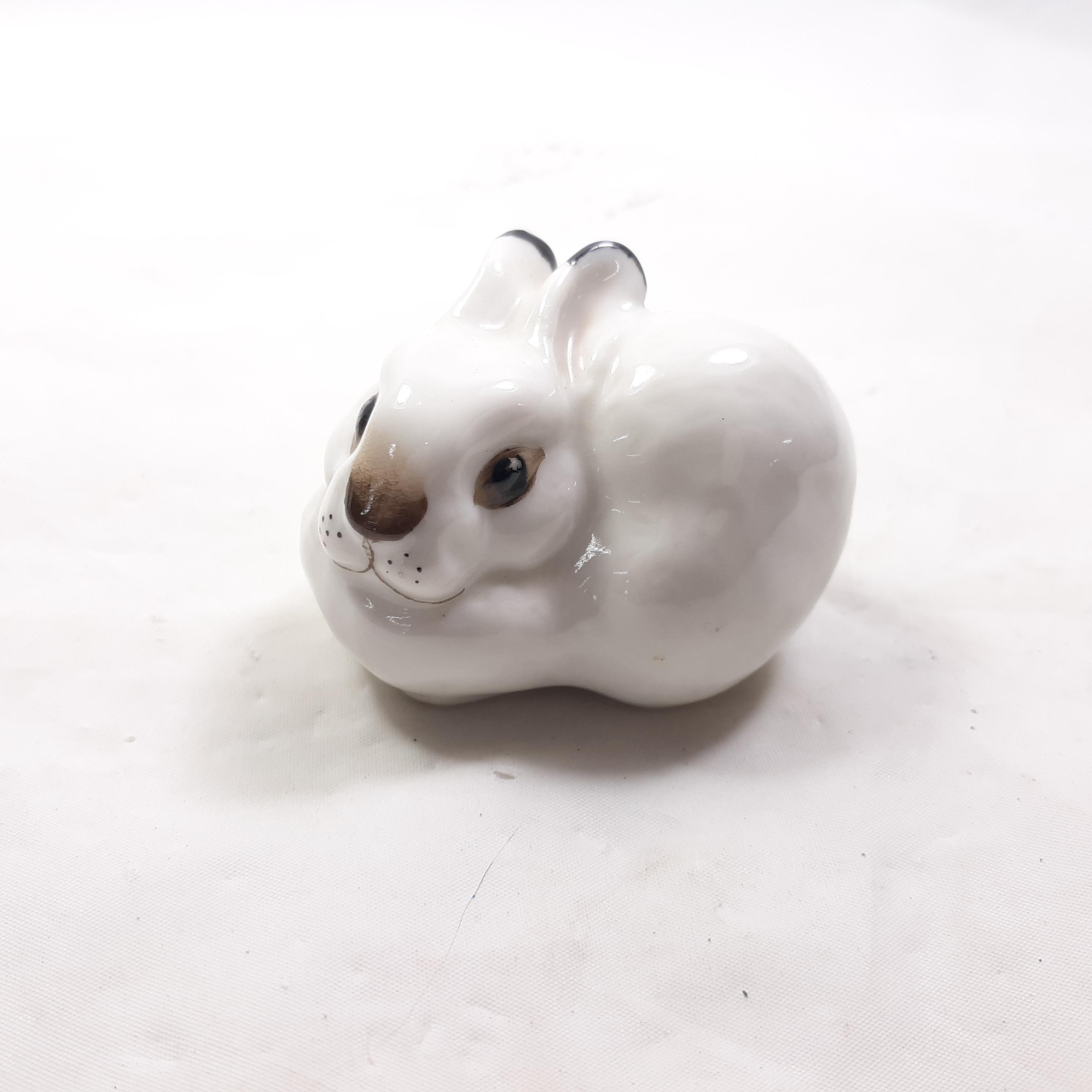 Vintage Small Porcelain Bunny Rabbit Figurine Made In USSR Stamp Miniature