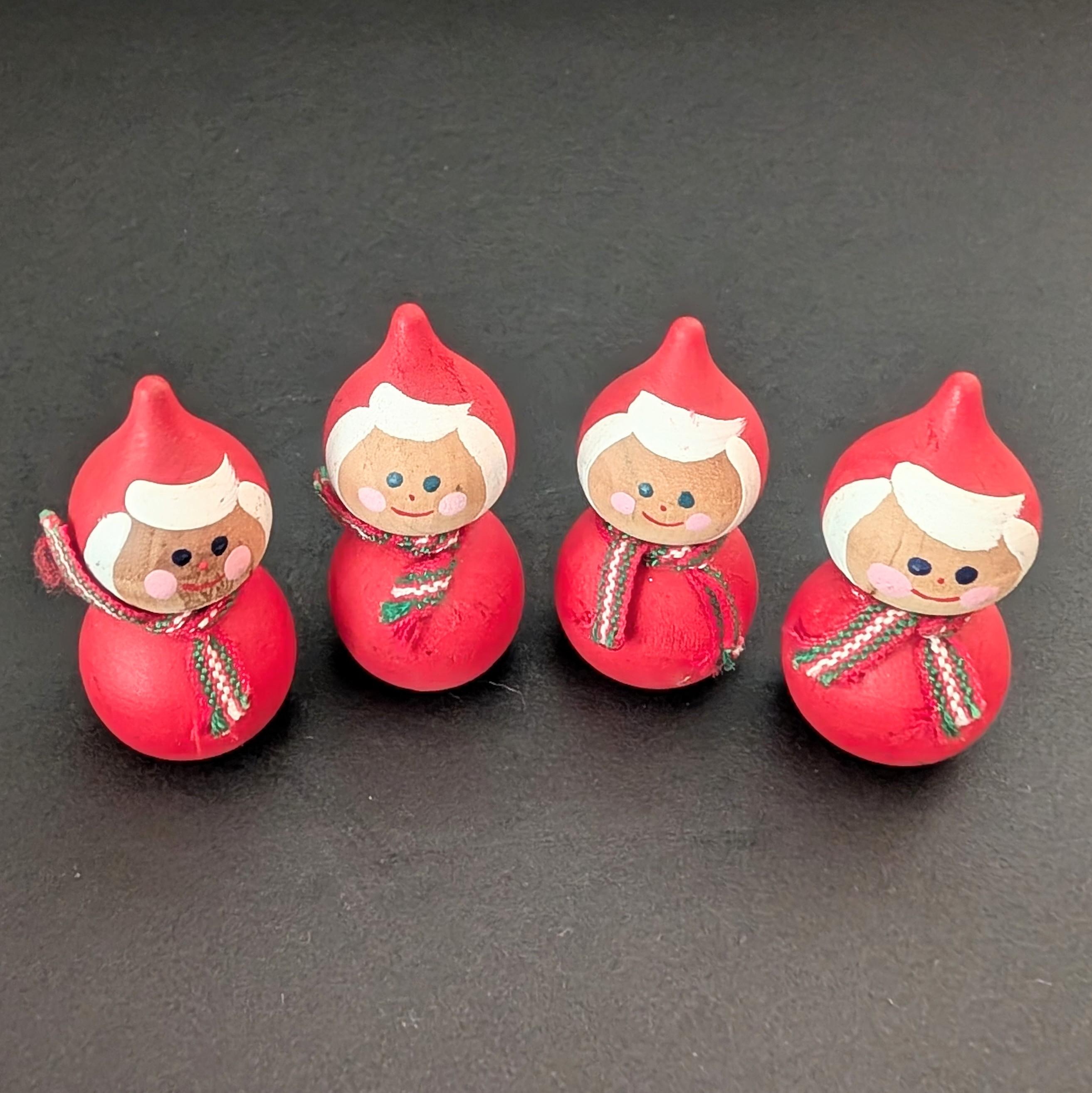 Set Of 4 Vintage Swedish Folk Art Wooden Elf Pixie Gnome Figurines