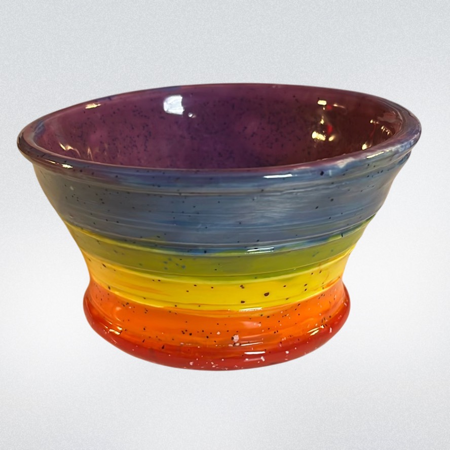 Rainbow Colored Pottery Bowl