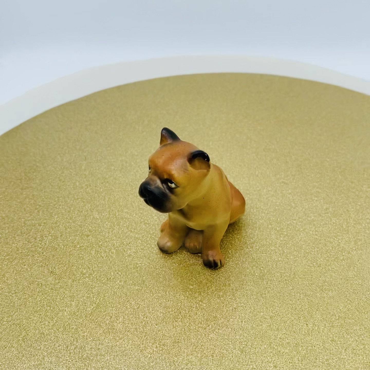 Vintage Miniature Boxer Dog Figurine Japan Small Brown 2 inch