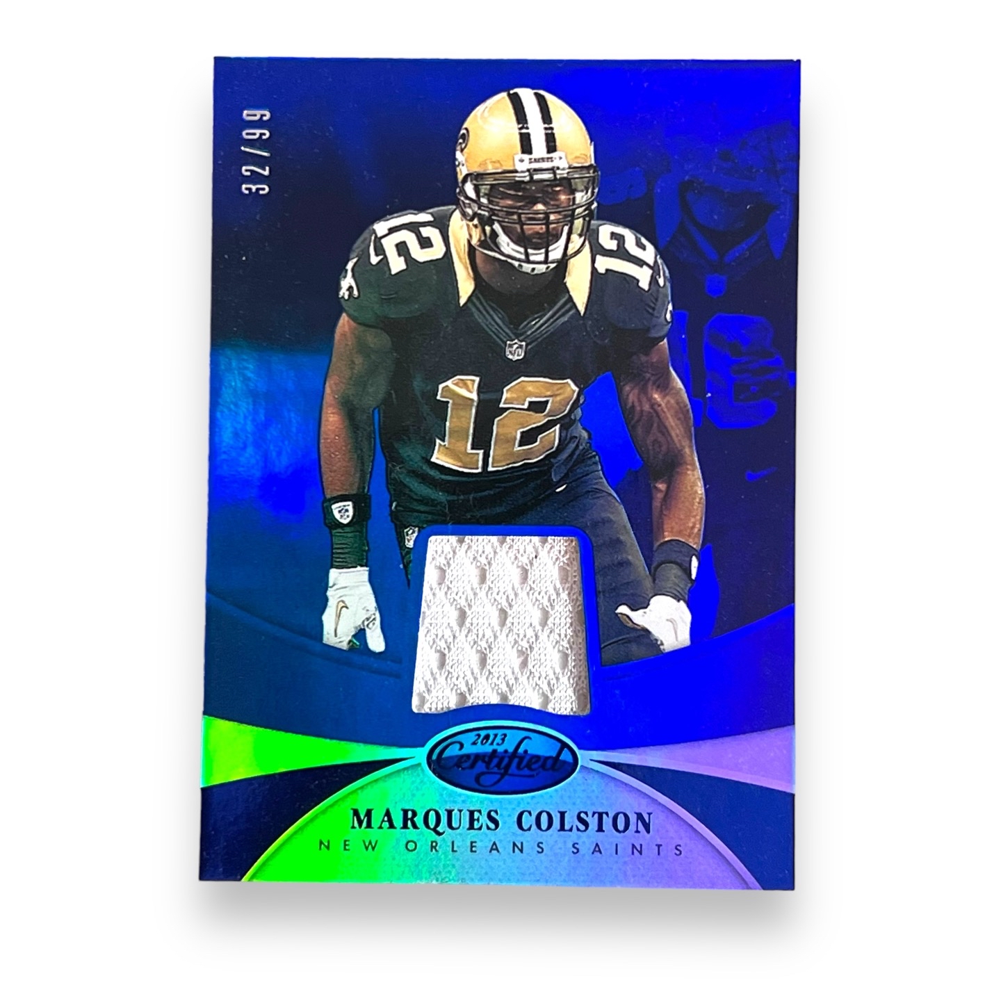 2013 Certified Marques Colston Game Worn Jersey Patch 32/99 Blue Mirror ...