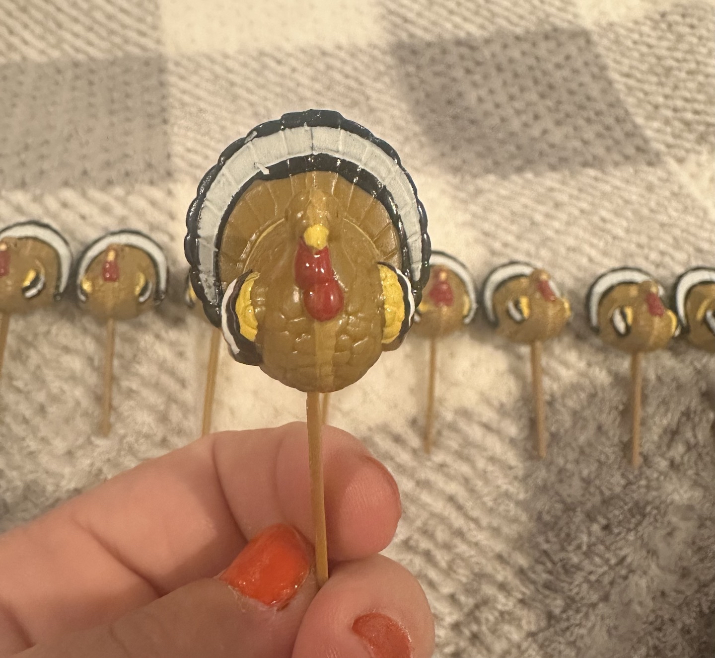 Lot Of 9 Bakery Crafts Plastic Turkey Picks