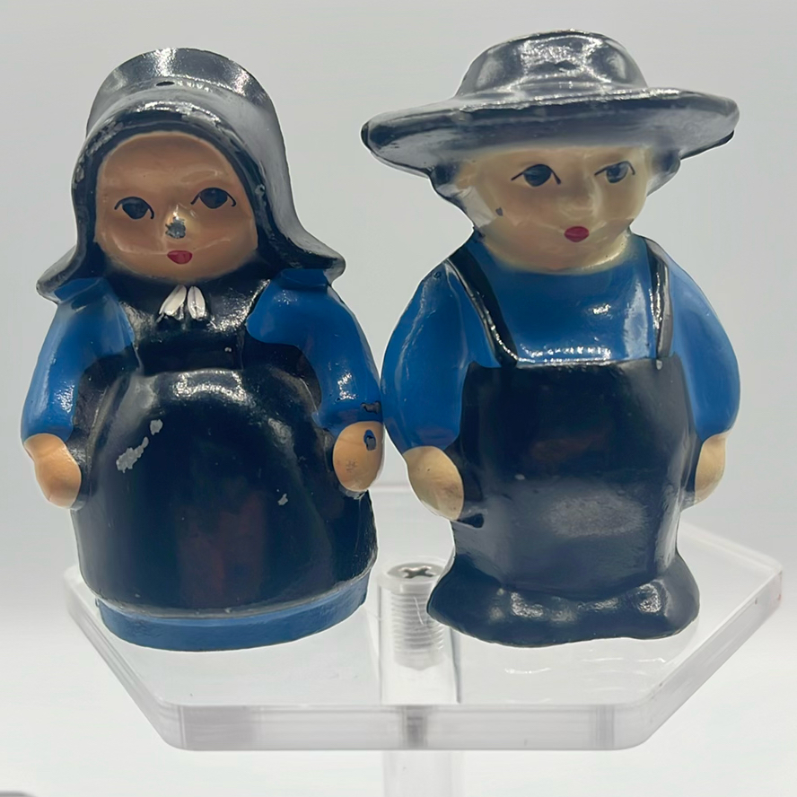 Metal Painted Amish Couple Salt And Pepper