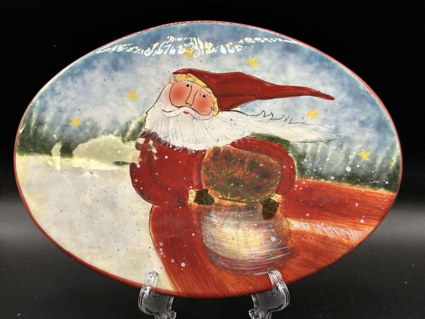 SUSAN WINGET Certified International ENCHANTED SANTA cheese plate