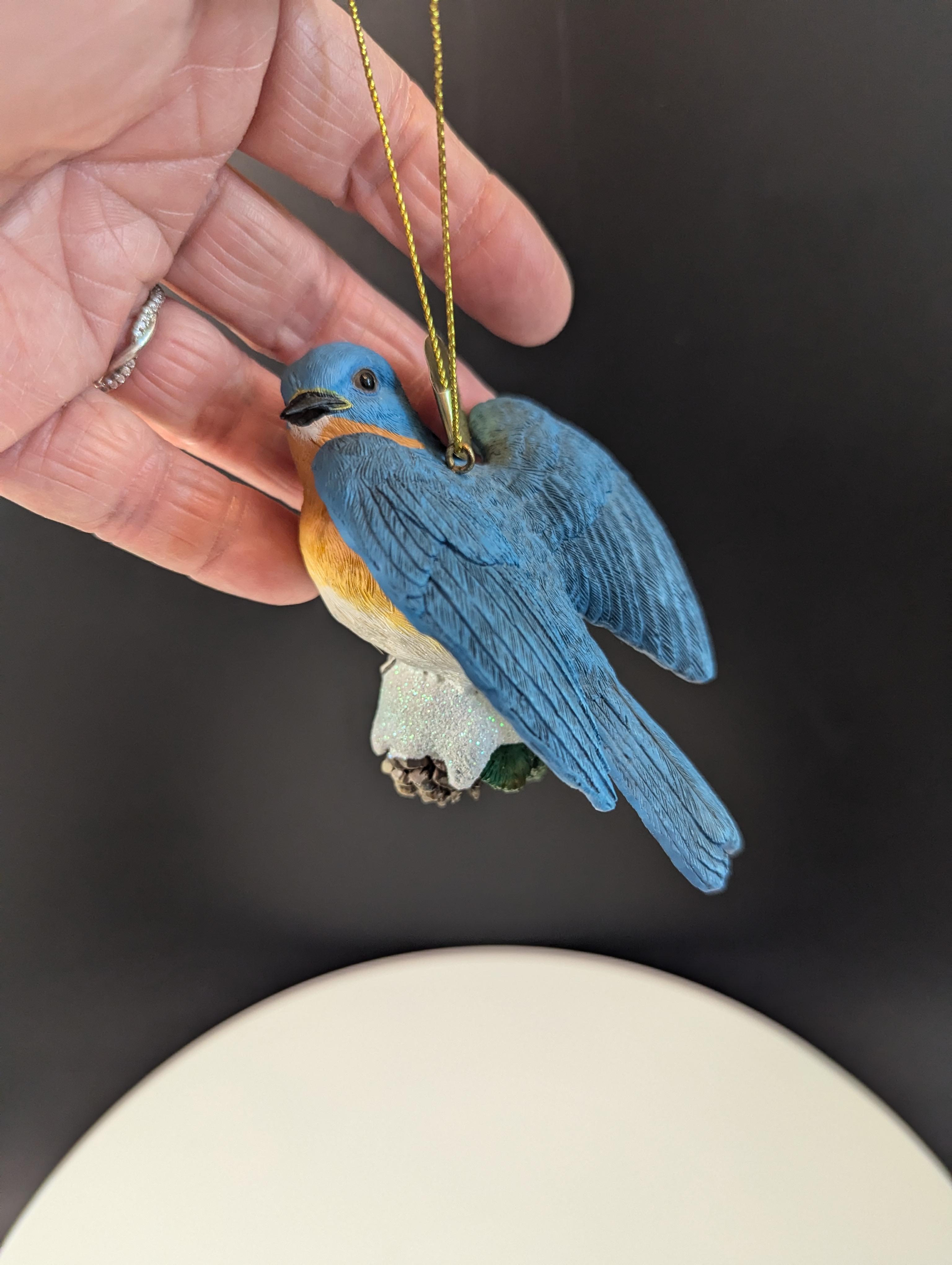 Vintage Danbury Mint Bluebird Ornament, Hand-Painted Ceramic, Nature-Inspired Decor