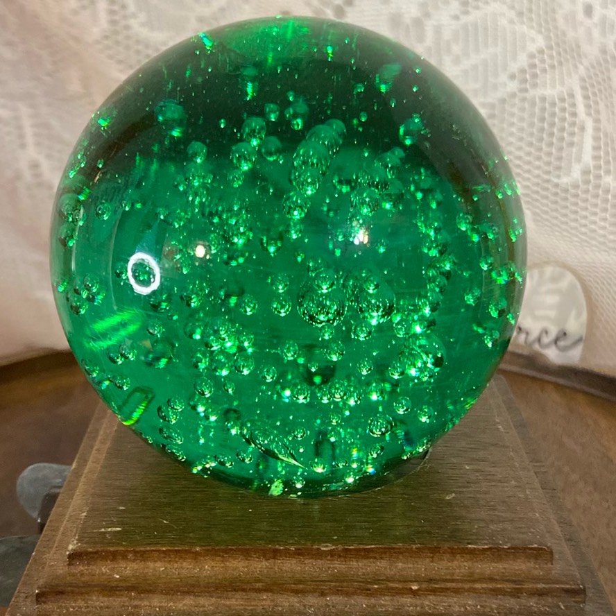 Medium 3” Emerald Green Controlled Bubble Paperweight