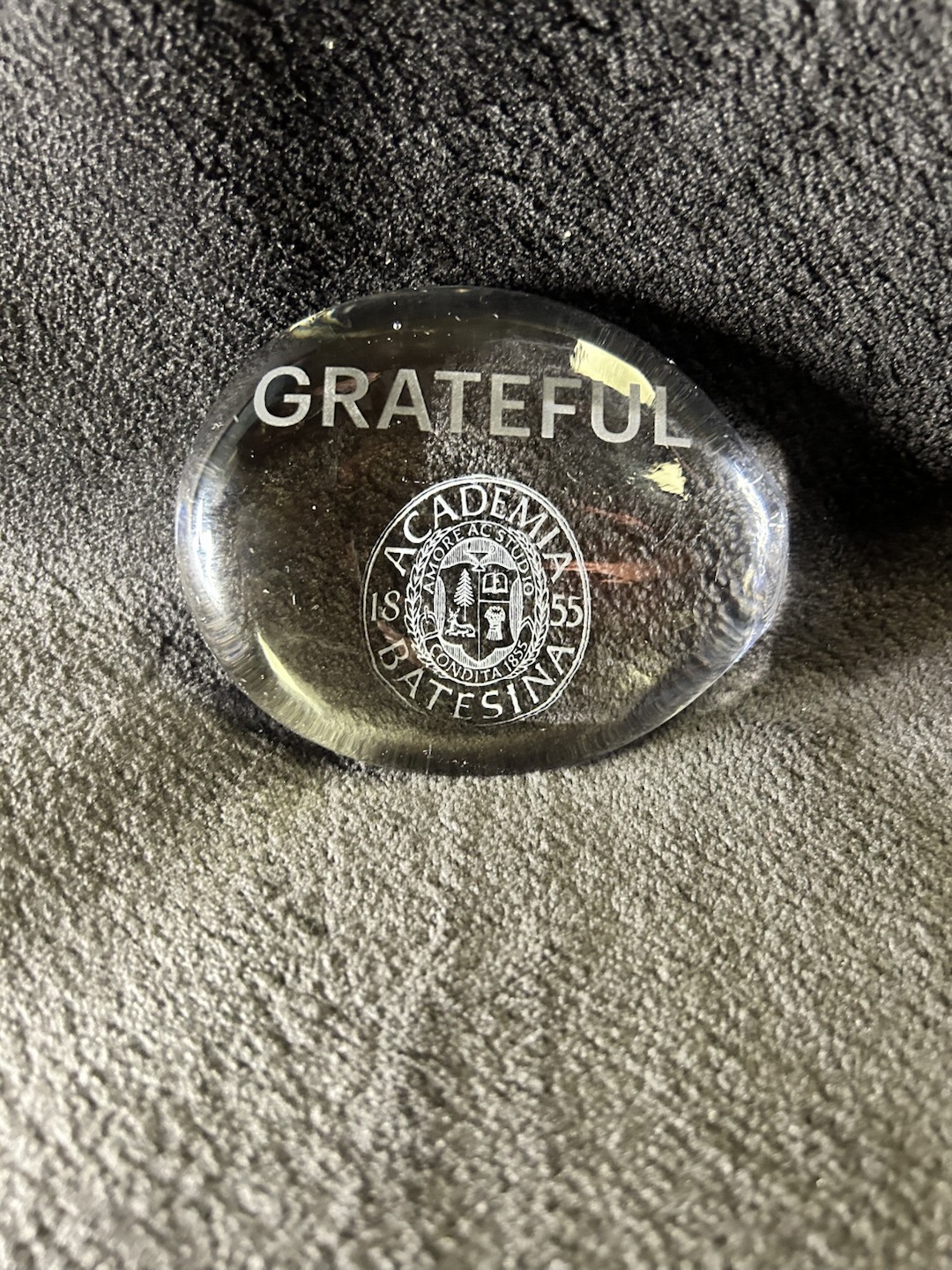 Bates College “Grateful” Glass Paperweight Academia Batesina