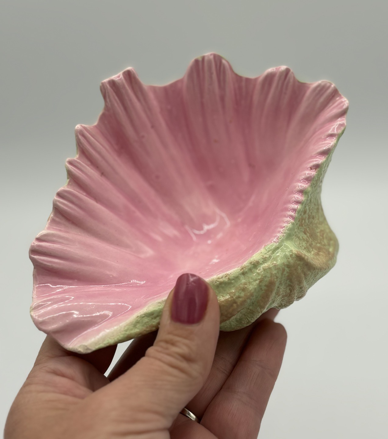 Vintage Pink Seashell Trinket Dish