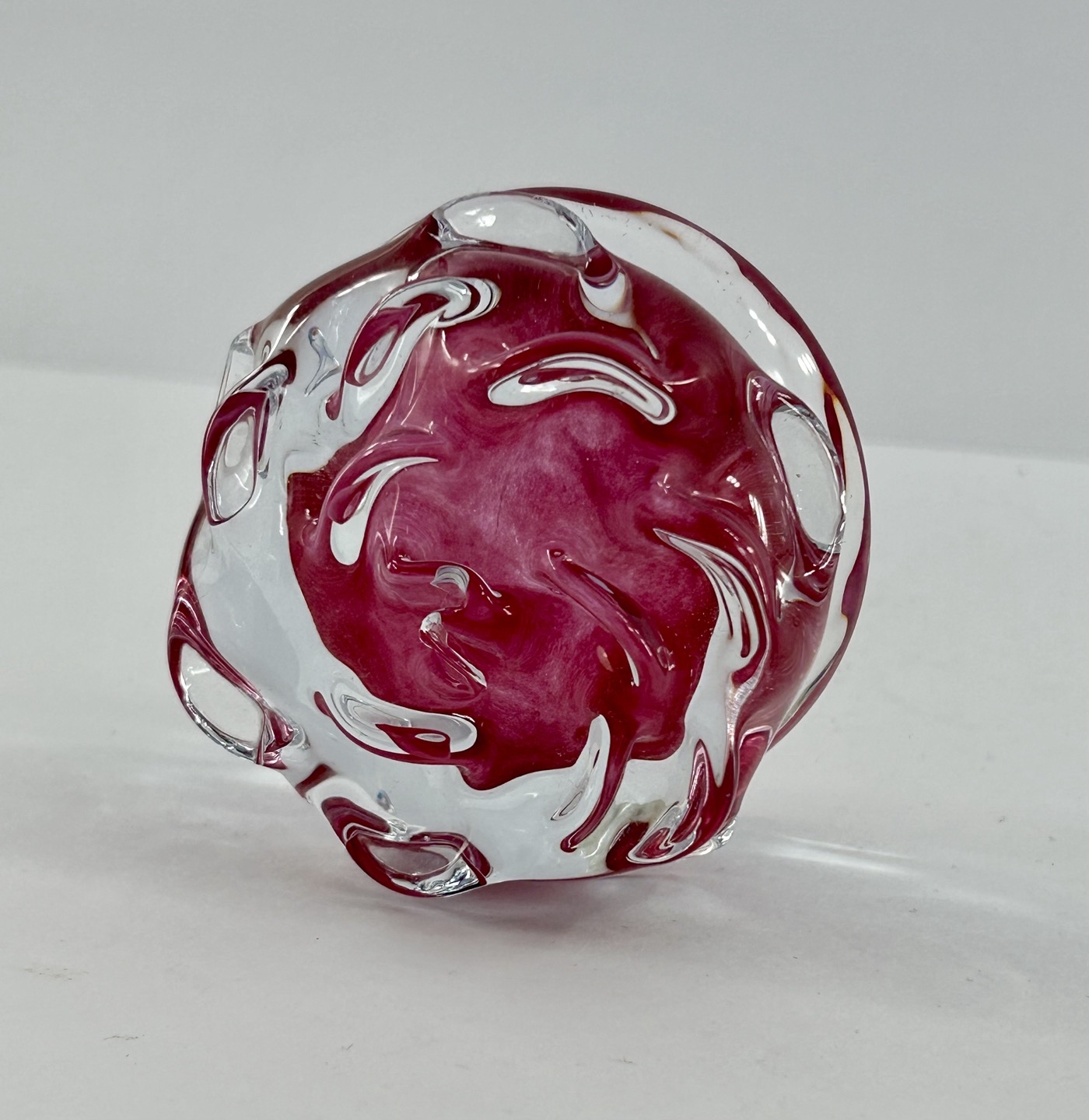 #25 - Vintage Pink In Clear Glass Rose Paperweight