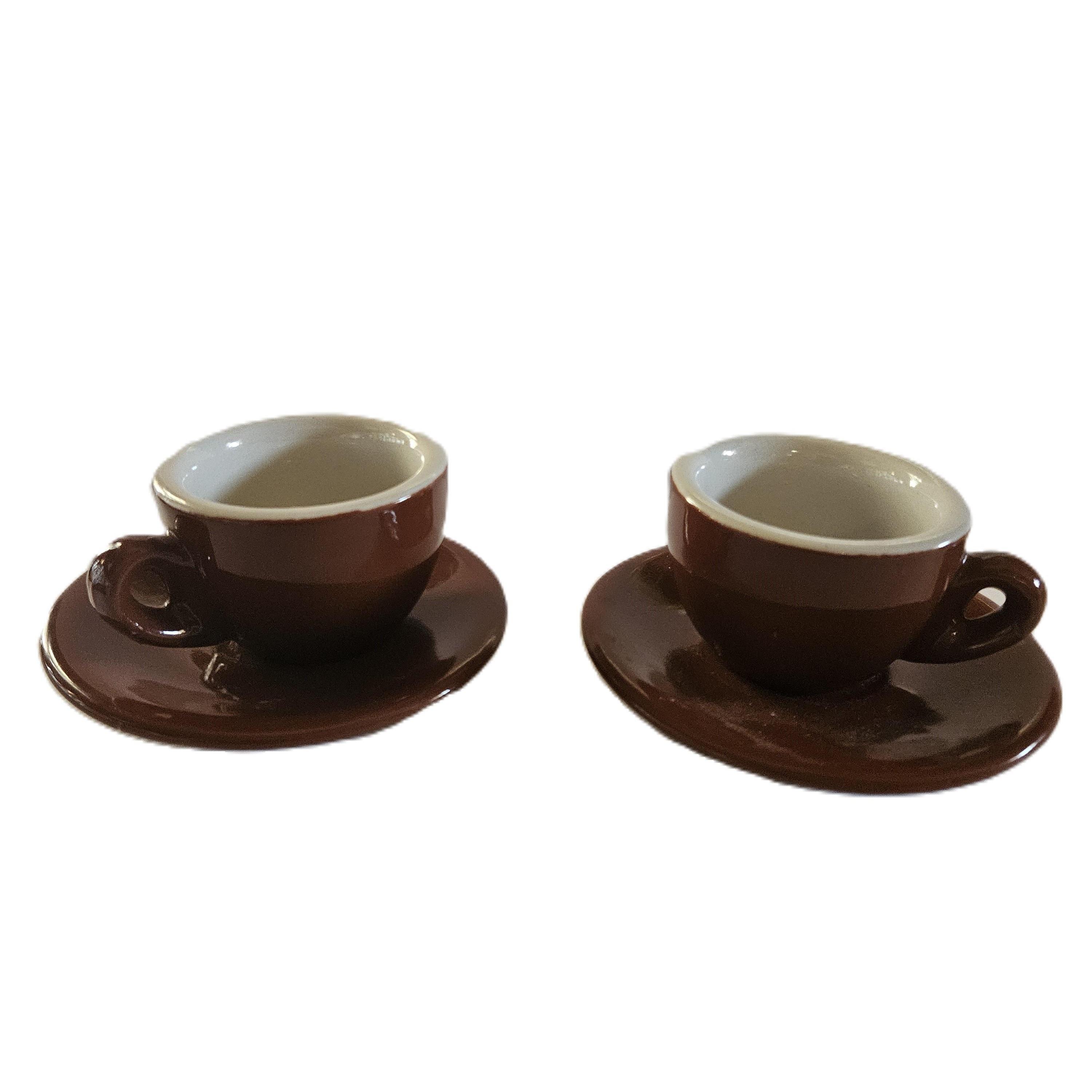 #01 - Two Nuevo Point Italian Espresso Cups and Saucers, Maroon ...