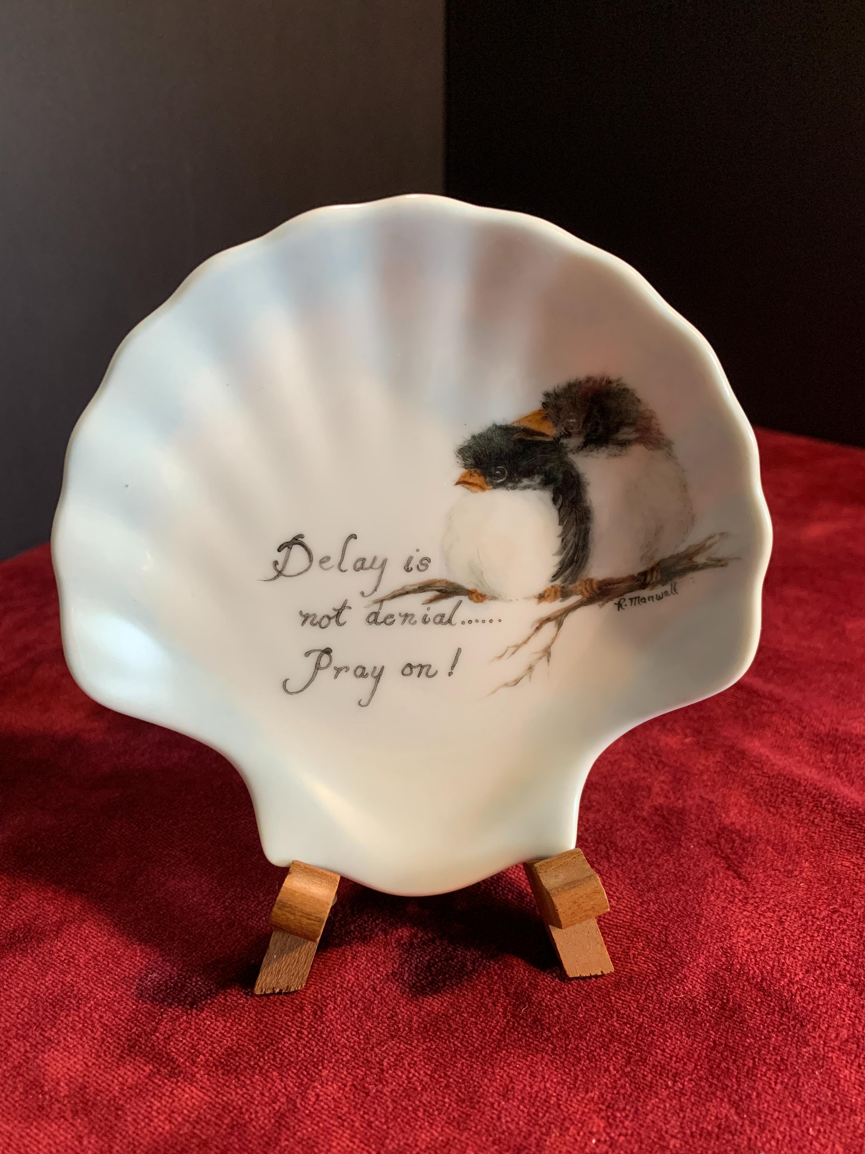 Bird Shell Dish Hand Painted