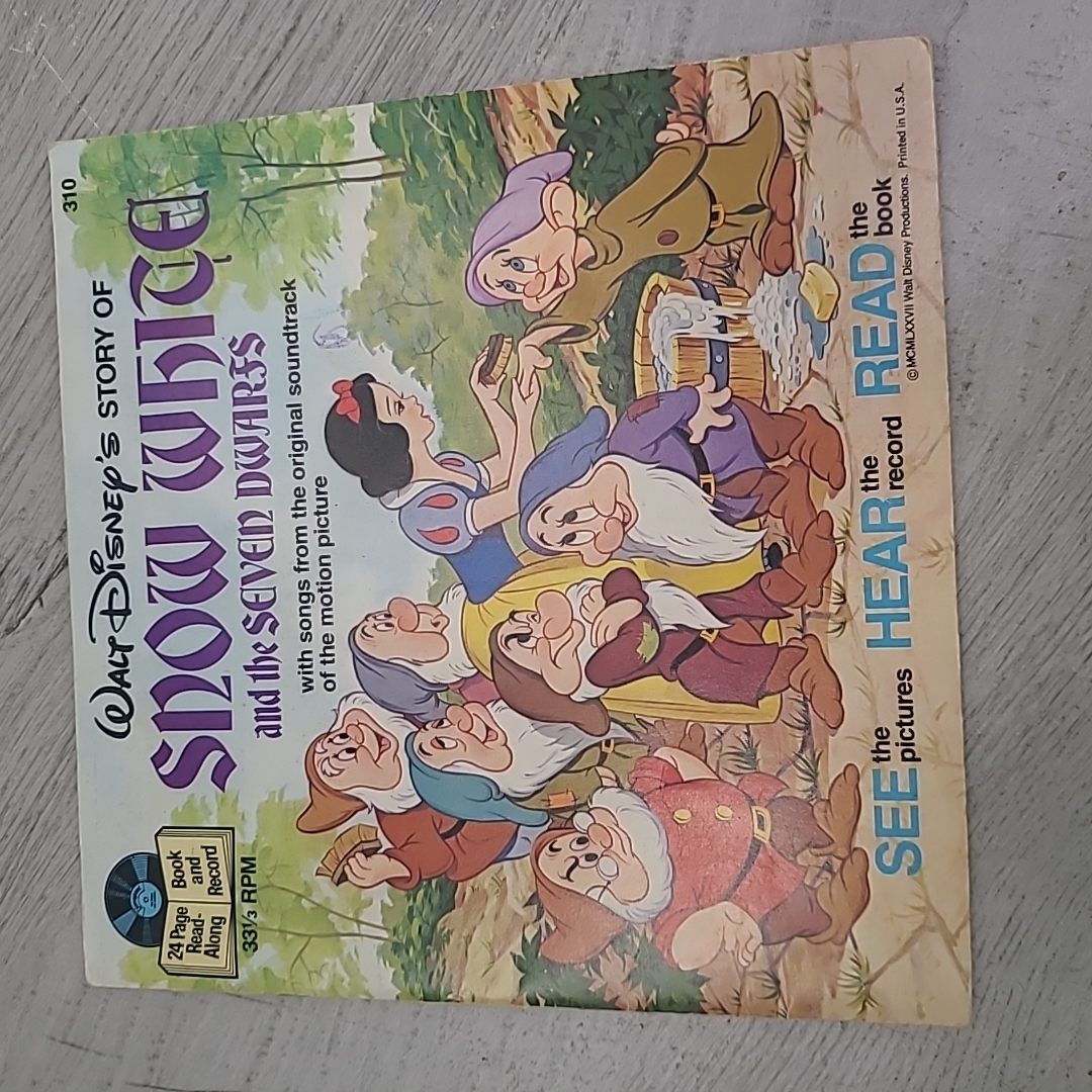 Walt Disney Snow White Read Along Book NO Record 310 1977 Vintage