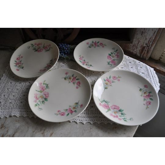 Homer Laughlin "Rhythm" Rose Pattern Bread Plates set of 4