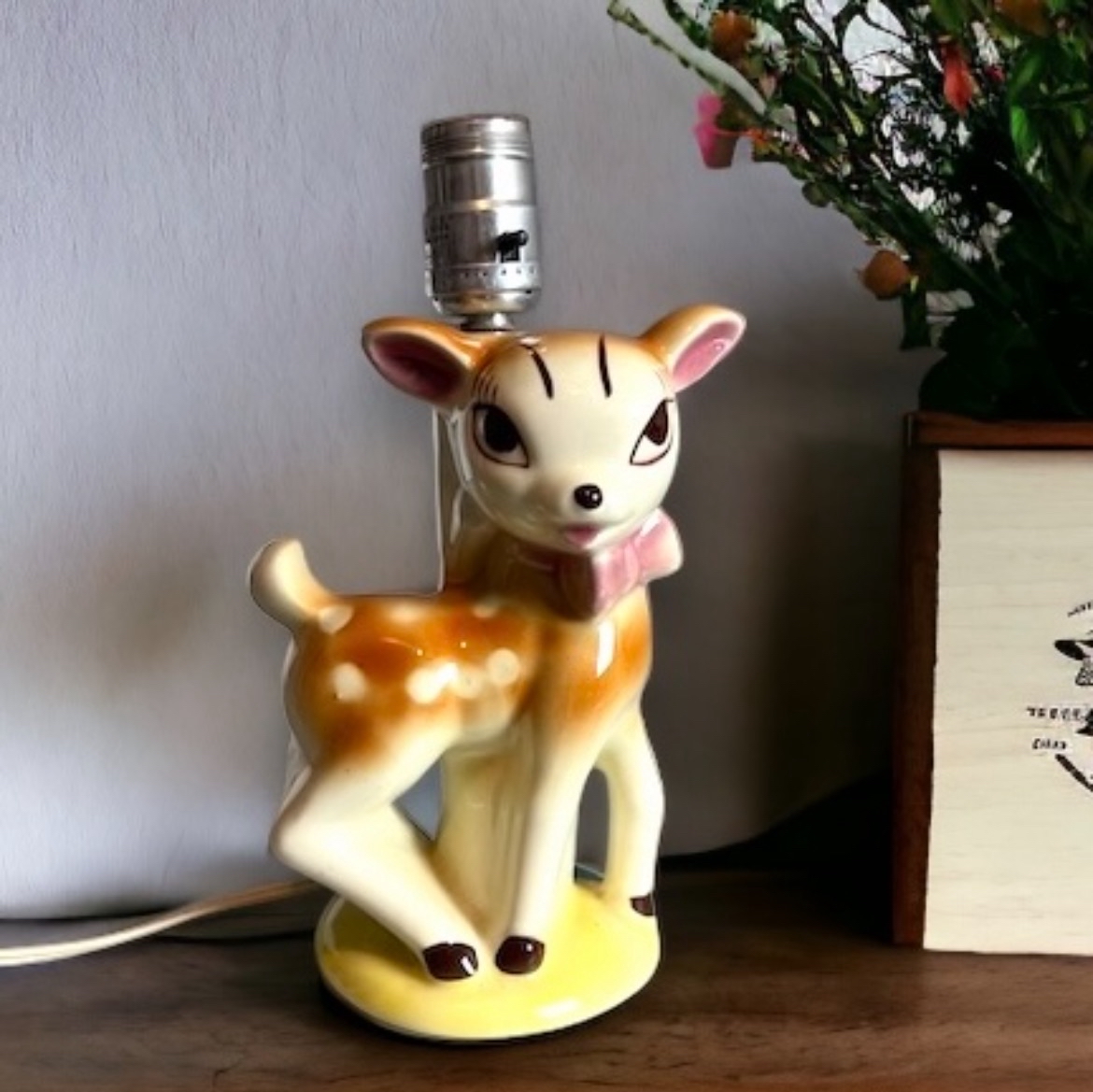 Vintage Bambi Lamp MCM Deer Fawn Kitschy Underwriters Laboratories Inc Lamp