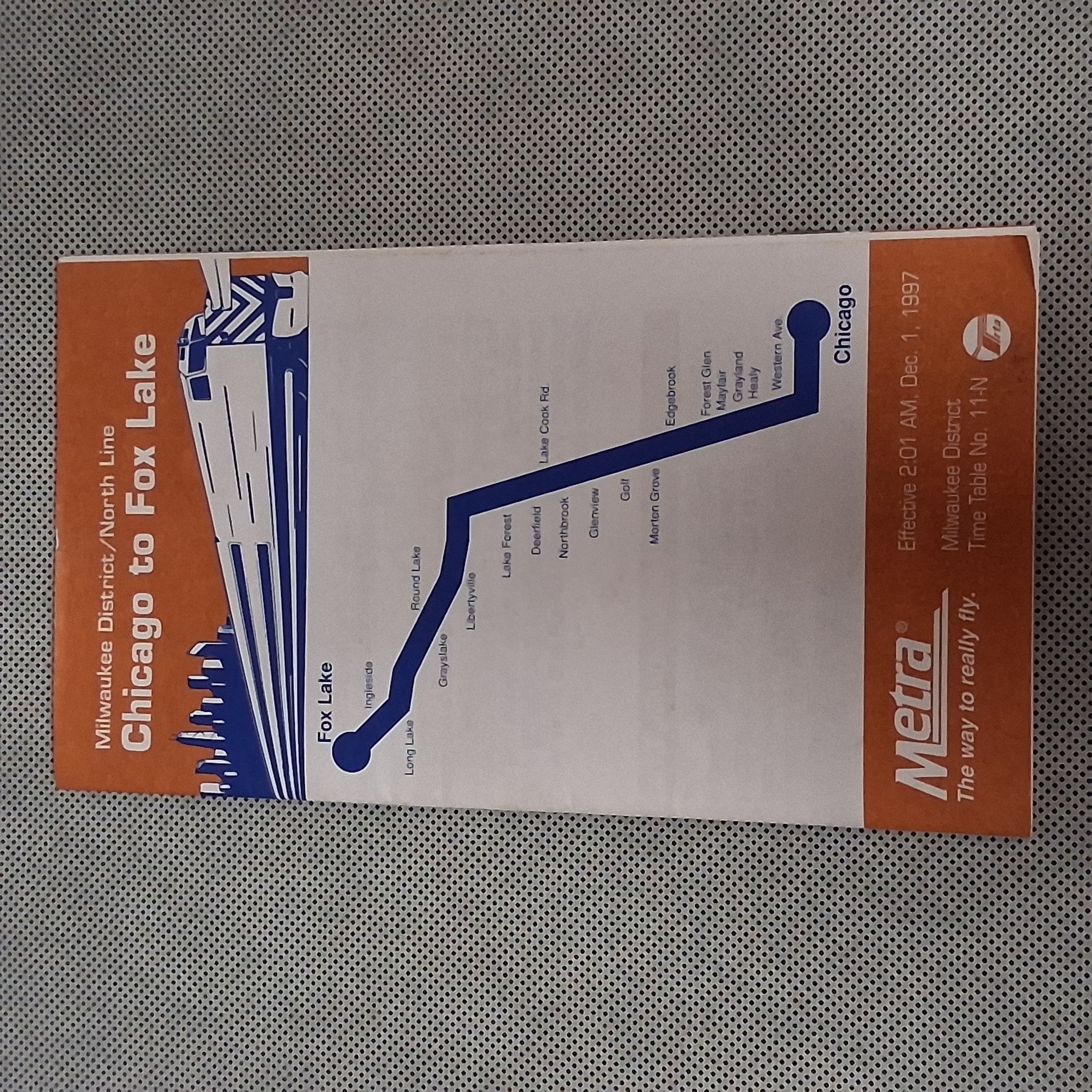 1997 METRA Timetable Chicago to Fox Lake Chicago Area Metropolitan Rail