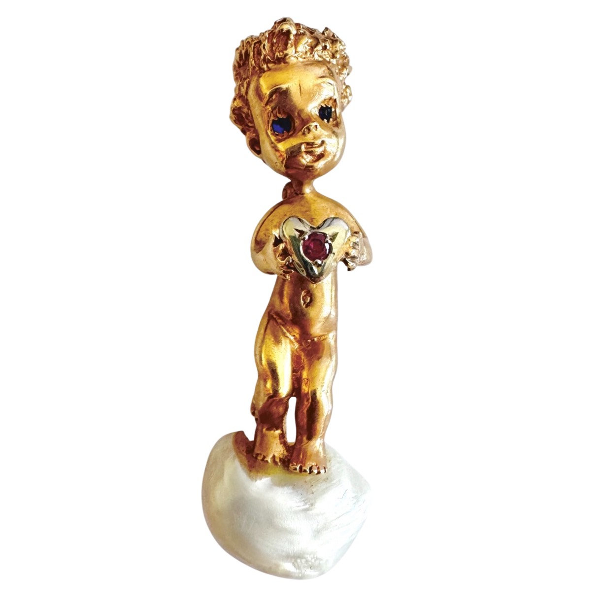 1950s Vintage William Ruser 14K Gold Cherub Brooch with Freshwater ...