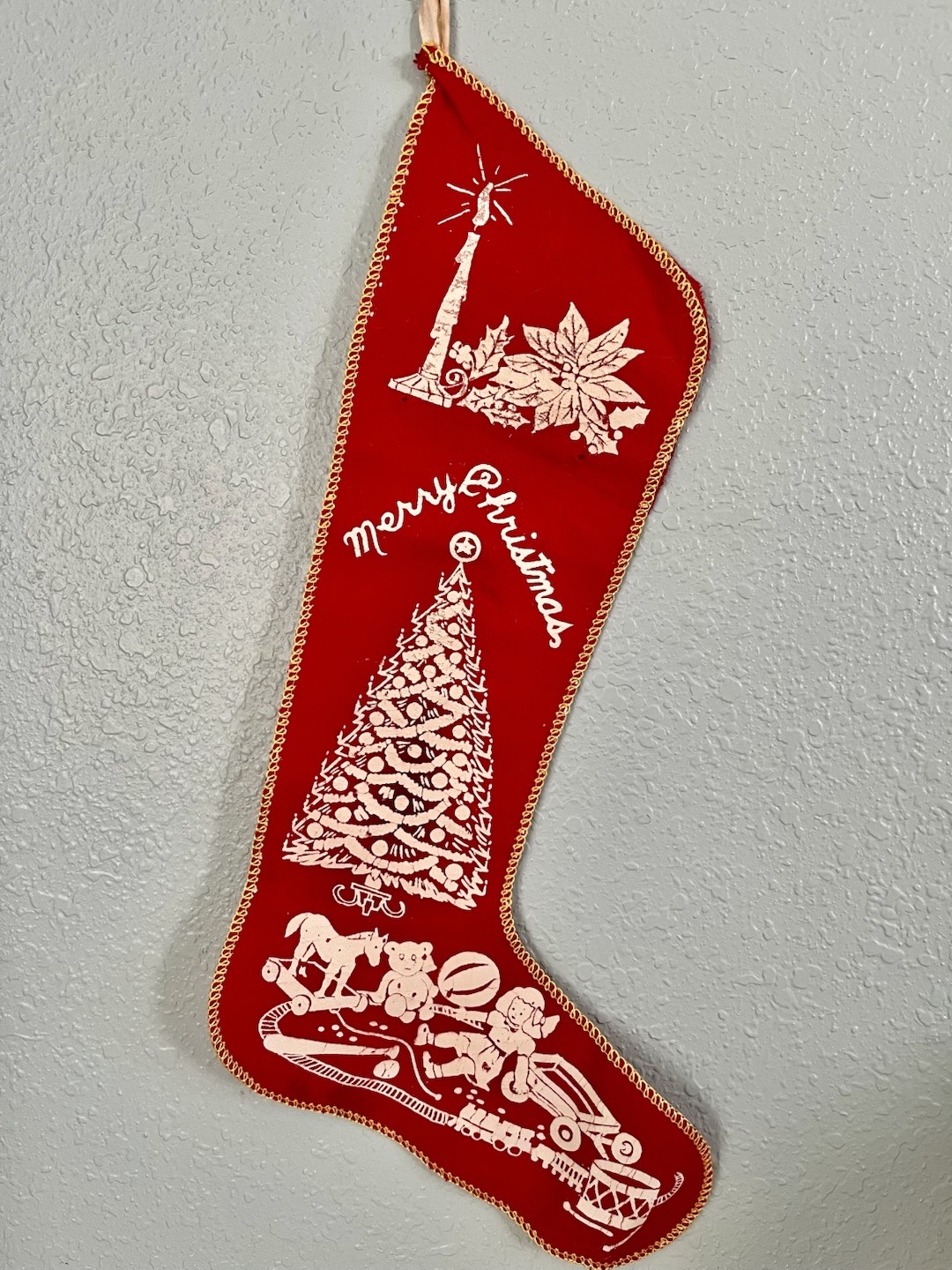 Vintage Red Felt Christmas Stocking
