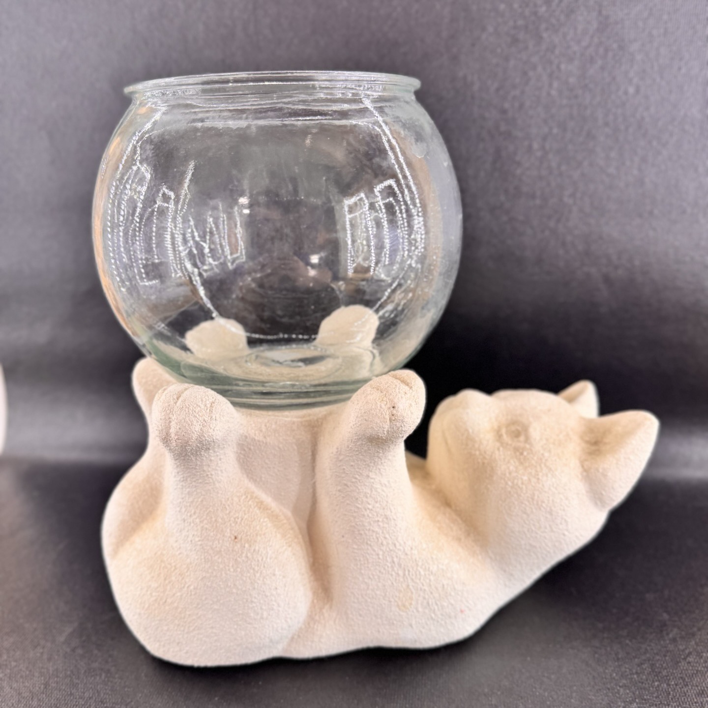 Vintage Royal Haeger Textured Ceramic Cat Kitten Fish Bowl