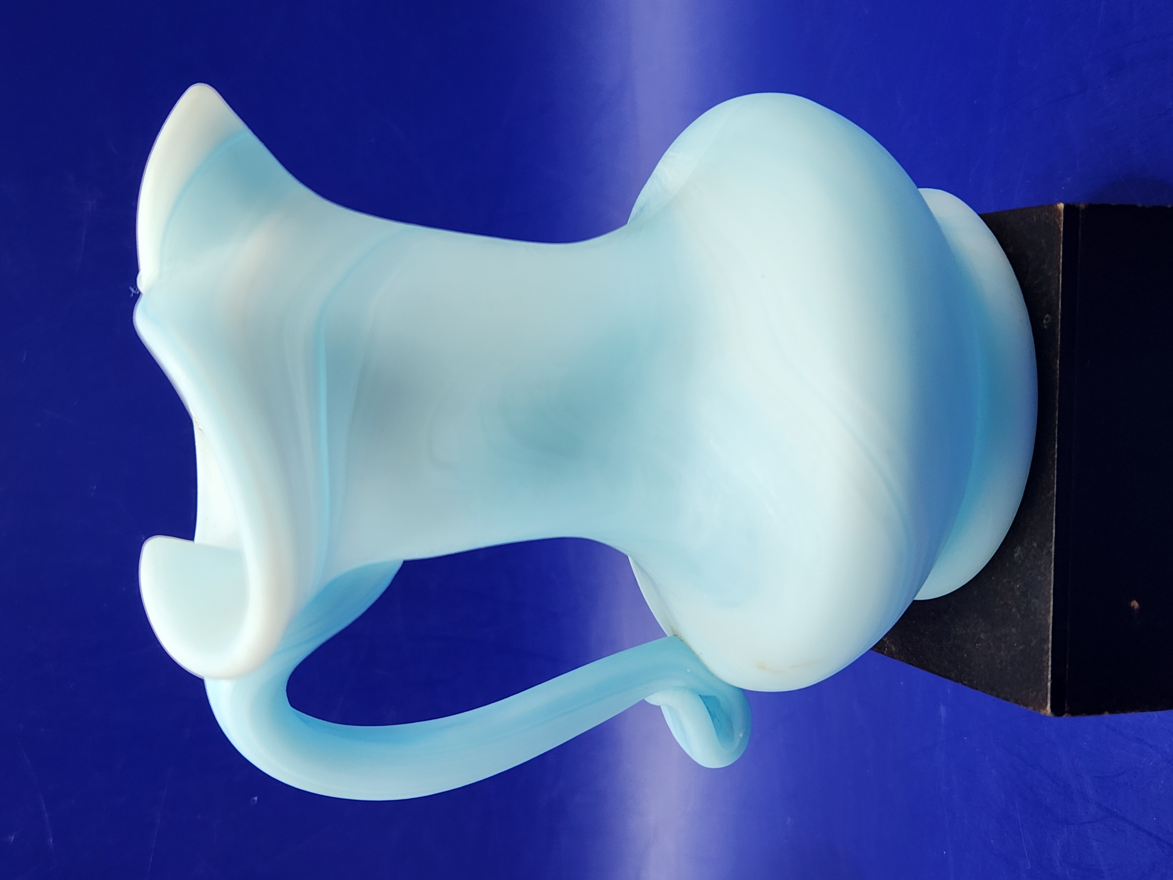 Kanawha Blue and White Slag Glass Pitcher