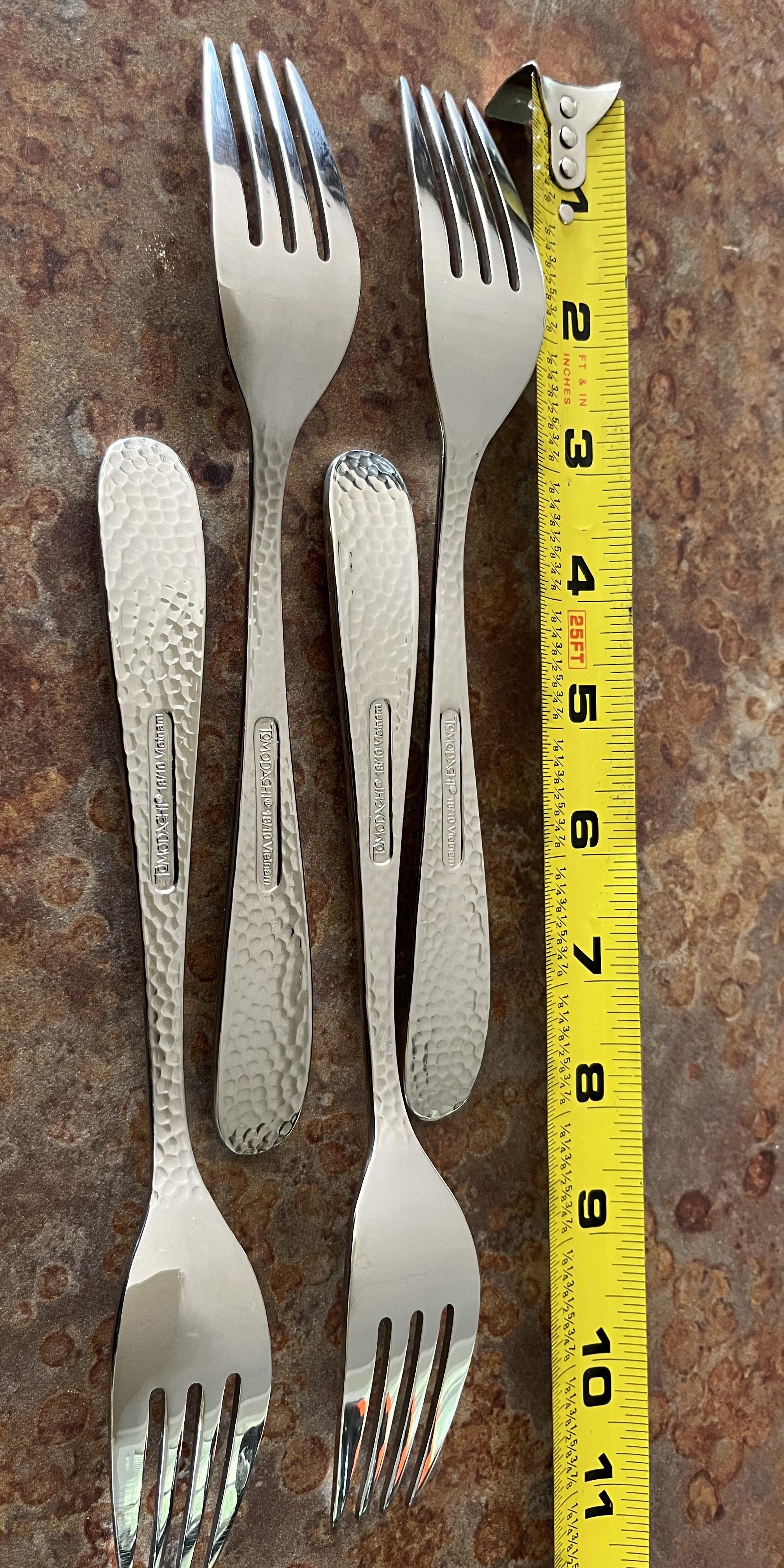 Tomodachi Stainless Flatware Hammered Handle Dinner Forks Made in Vietnam