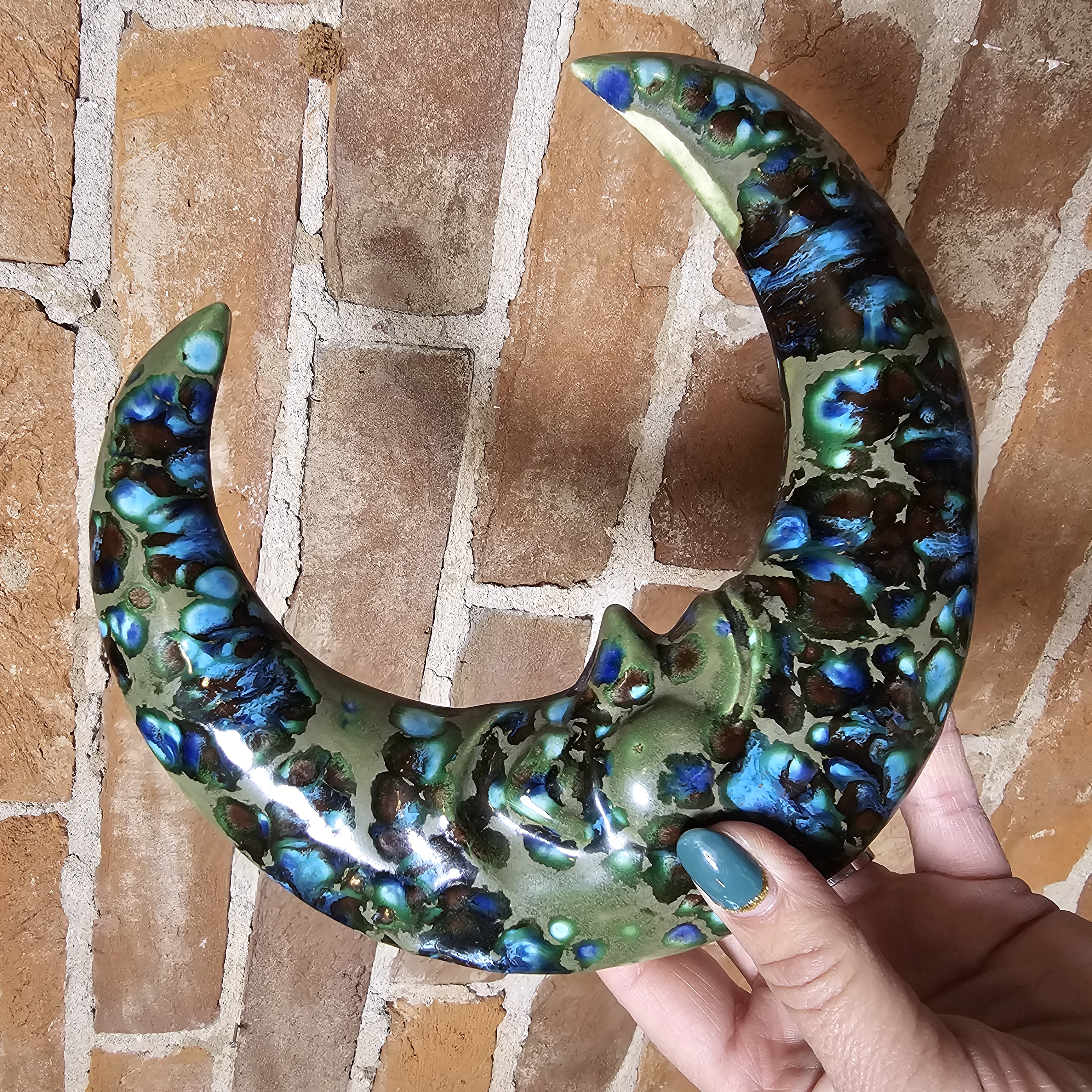 Vintage Mid-Century Modern Crescent Moon Wall Plaque – Textured Drip ...