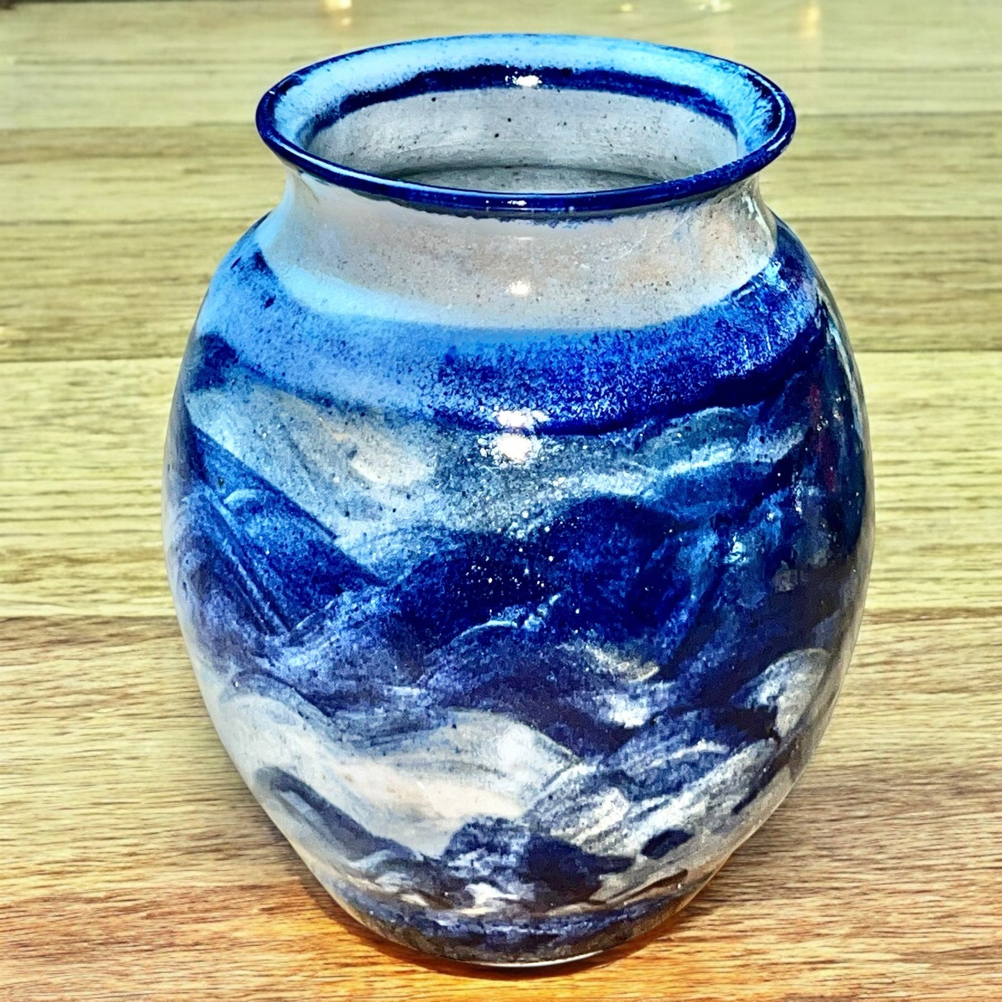 Vintage Florida Studio Pottery Vase Speckled Stoneware with Blue and ...