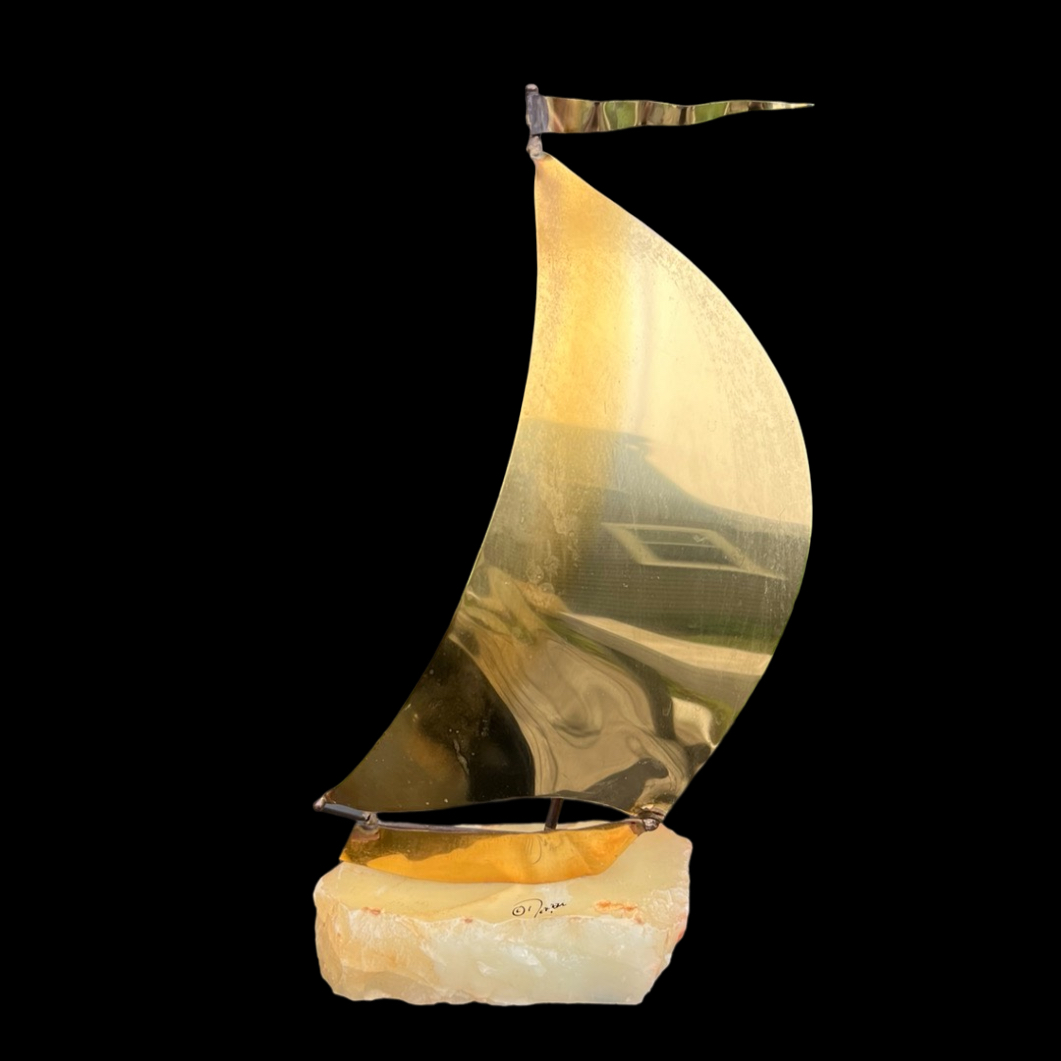 Metal Sailboat Sculpture