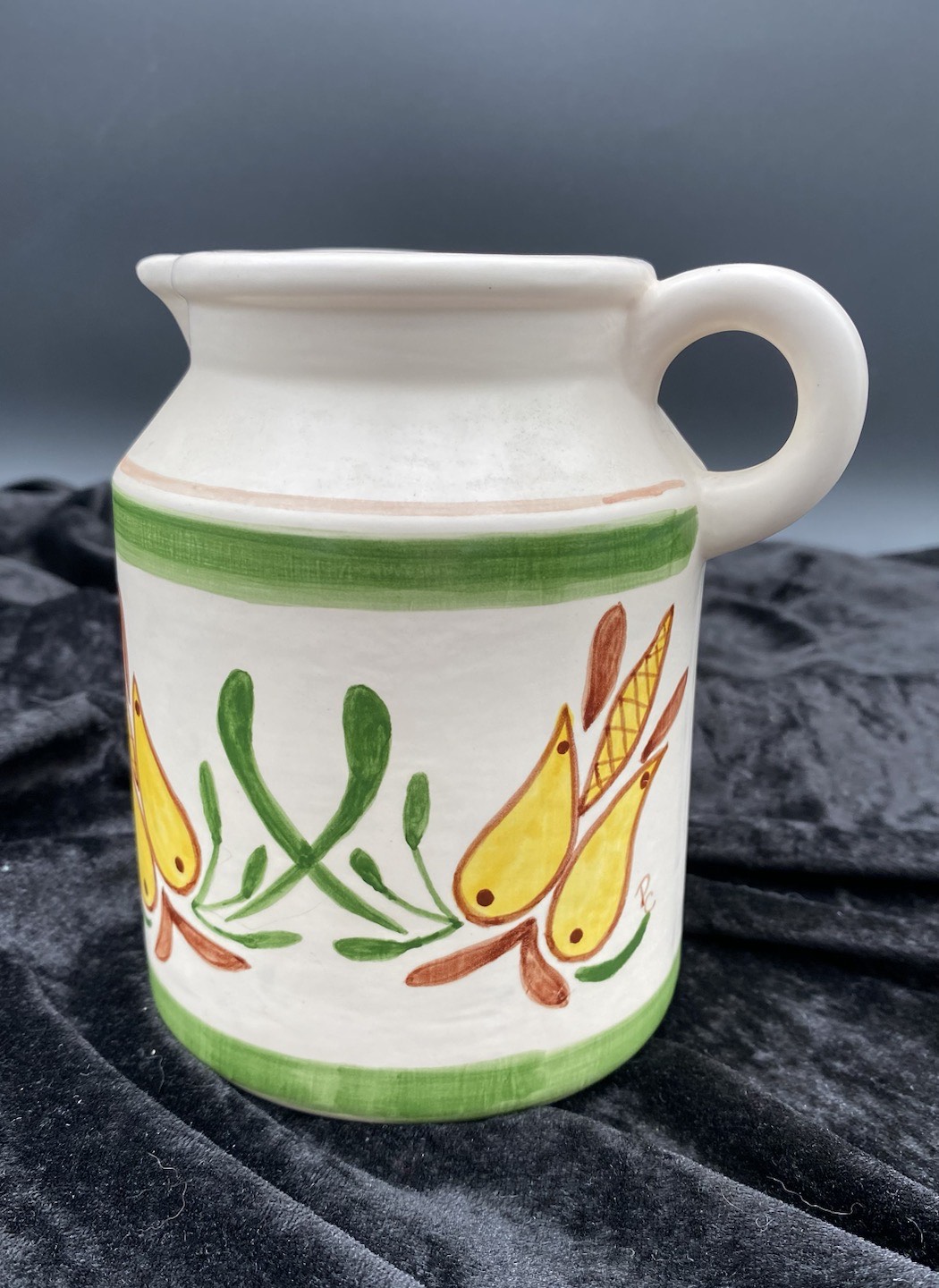 Vintage Hand-Painted Small Ceramic Pitcher, Artist Signed, Excellent ...
