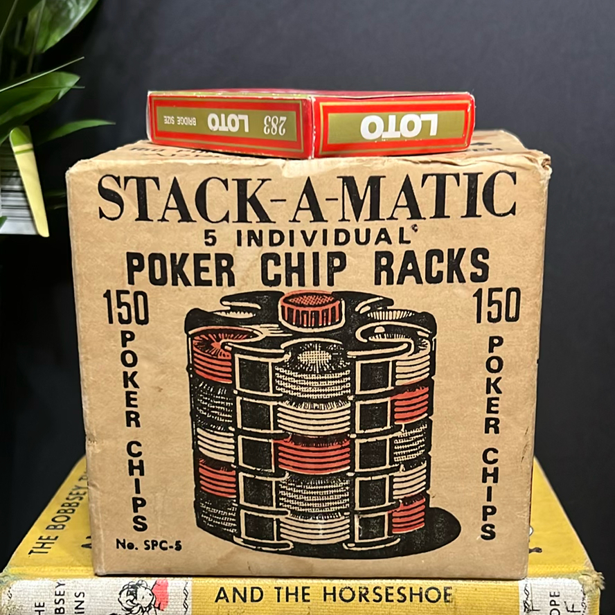Stack-a-Matic Poker Chip Racks Plus Loto Playing Cards
