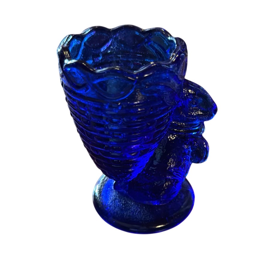 Vintage Cobalt Blue Fenton Rabbit Bunny Basketweave Egg Cup Toothpick ...