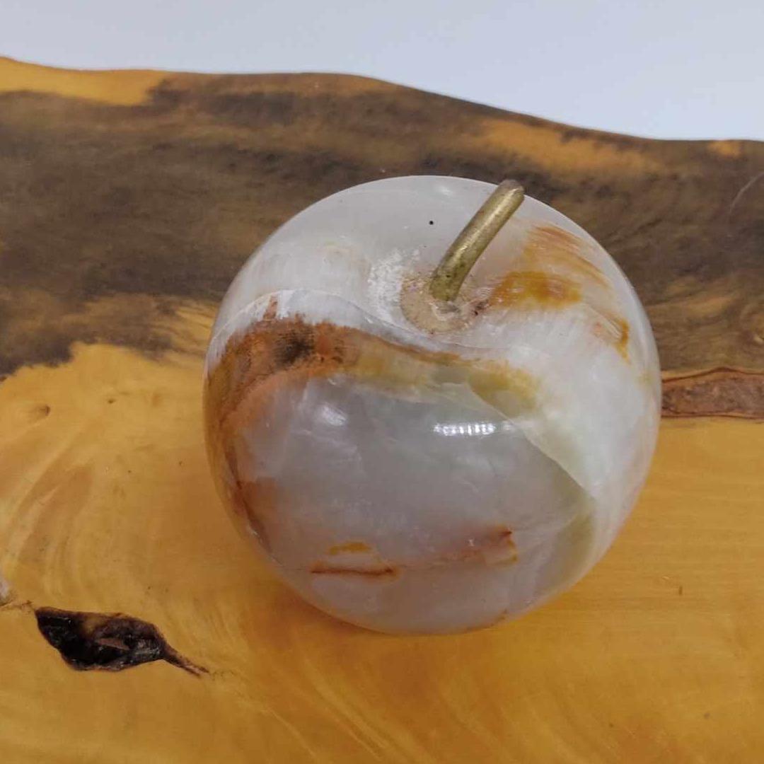 Small alabaster apple, decor, white, brown