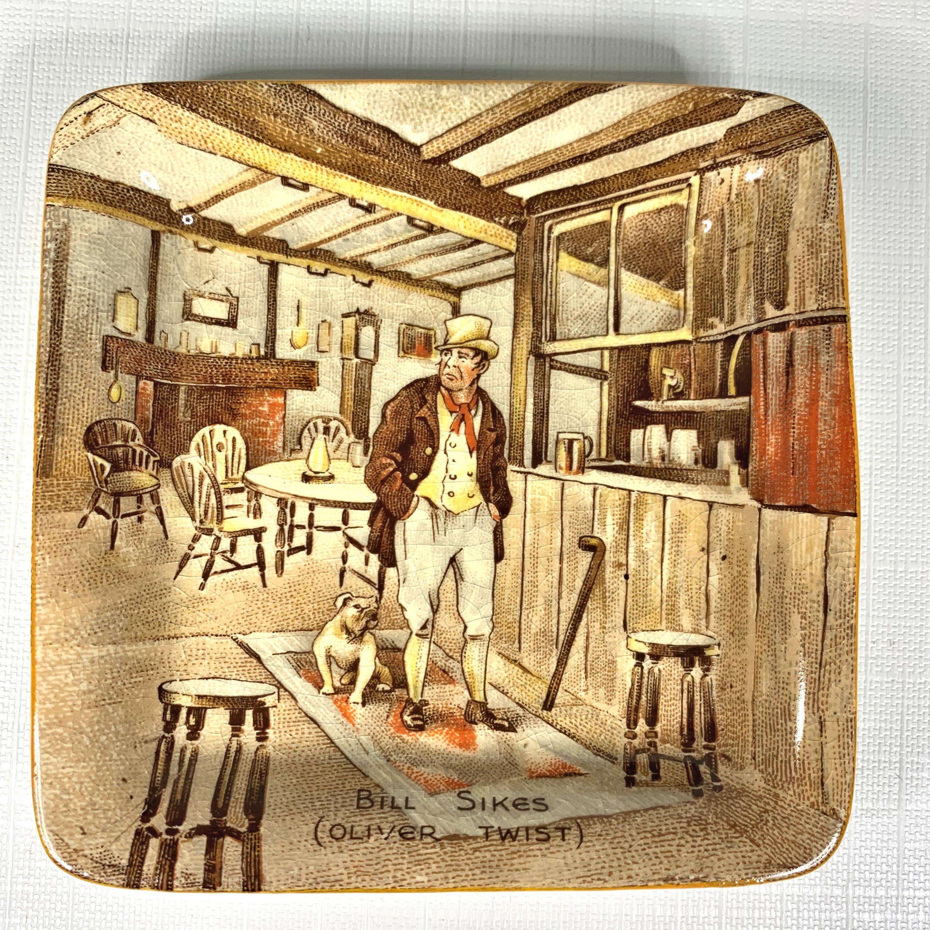 New Hall Hanley Litho Print Ashtray Made England Bill Sikes Oliver ...