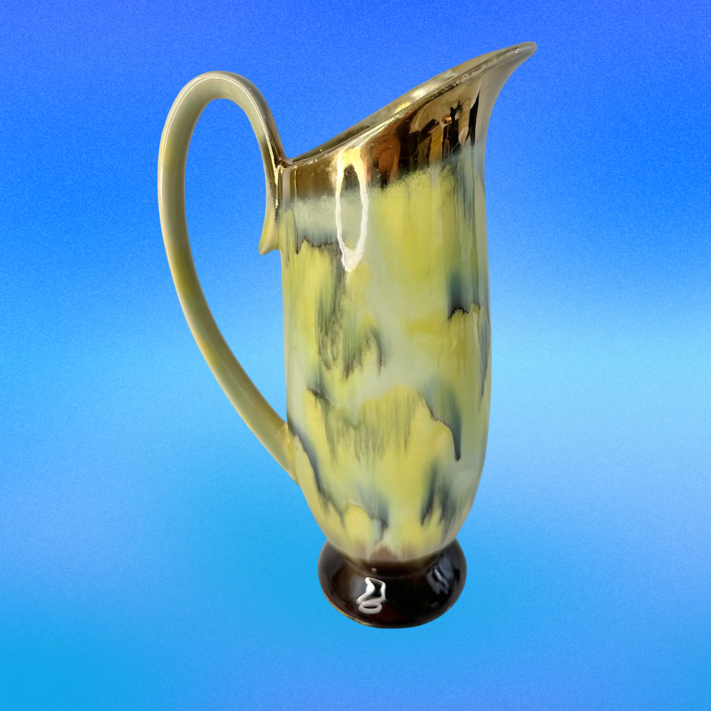 Germany Drip Glaze Pitcher With Gold Spout And Foot