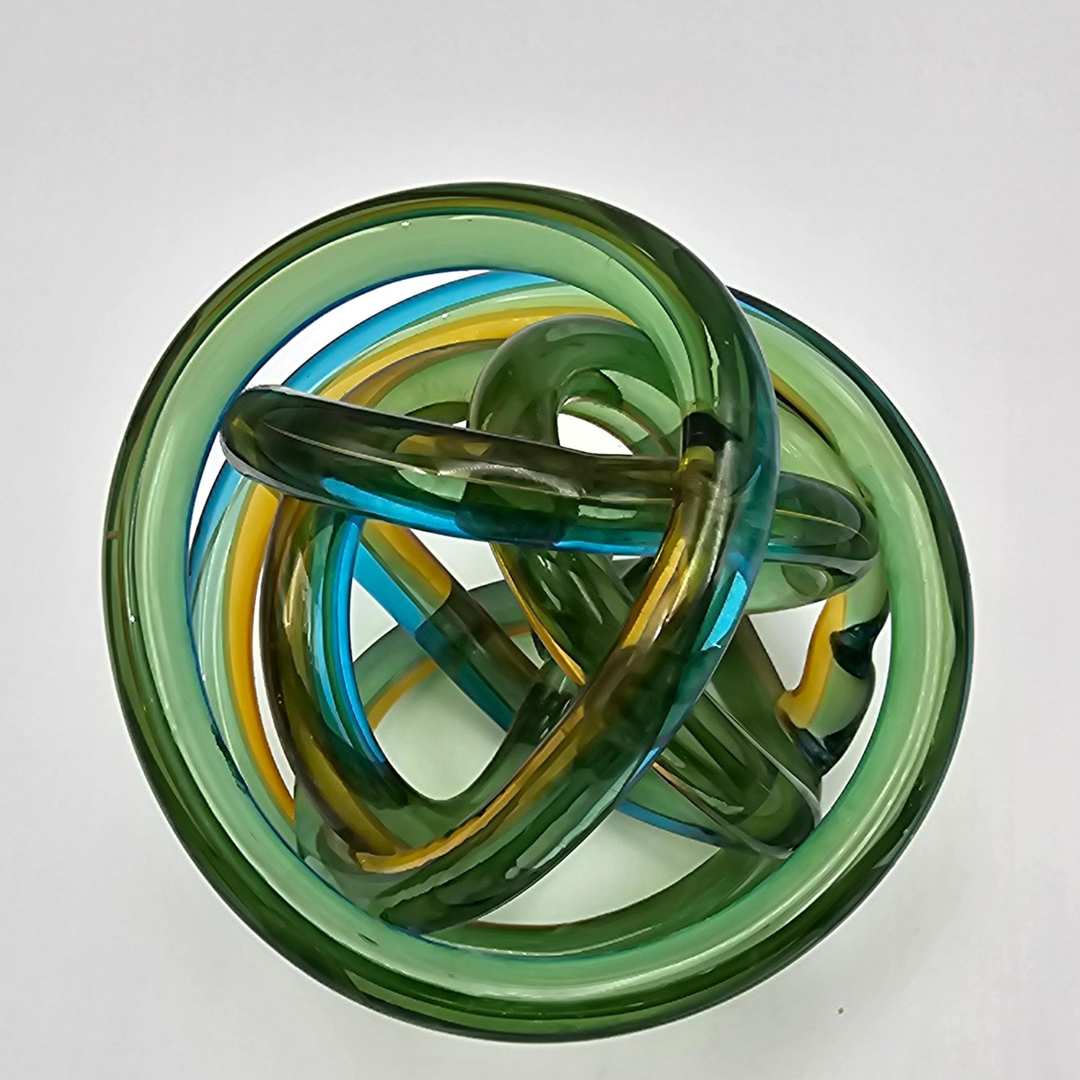 50. Orbit Art Glass Knot Robe Ball Ombre Ocean Sunset Paperweight