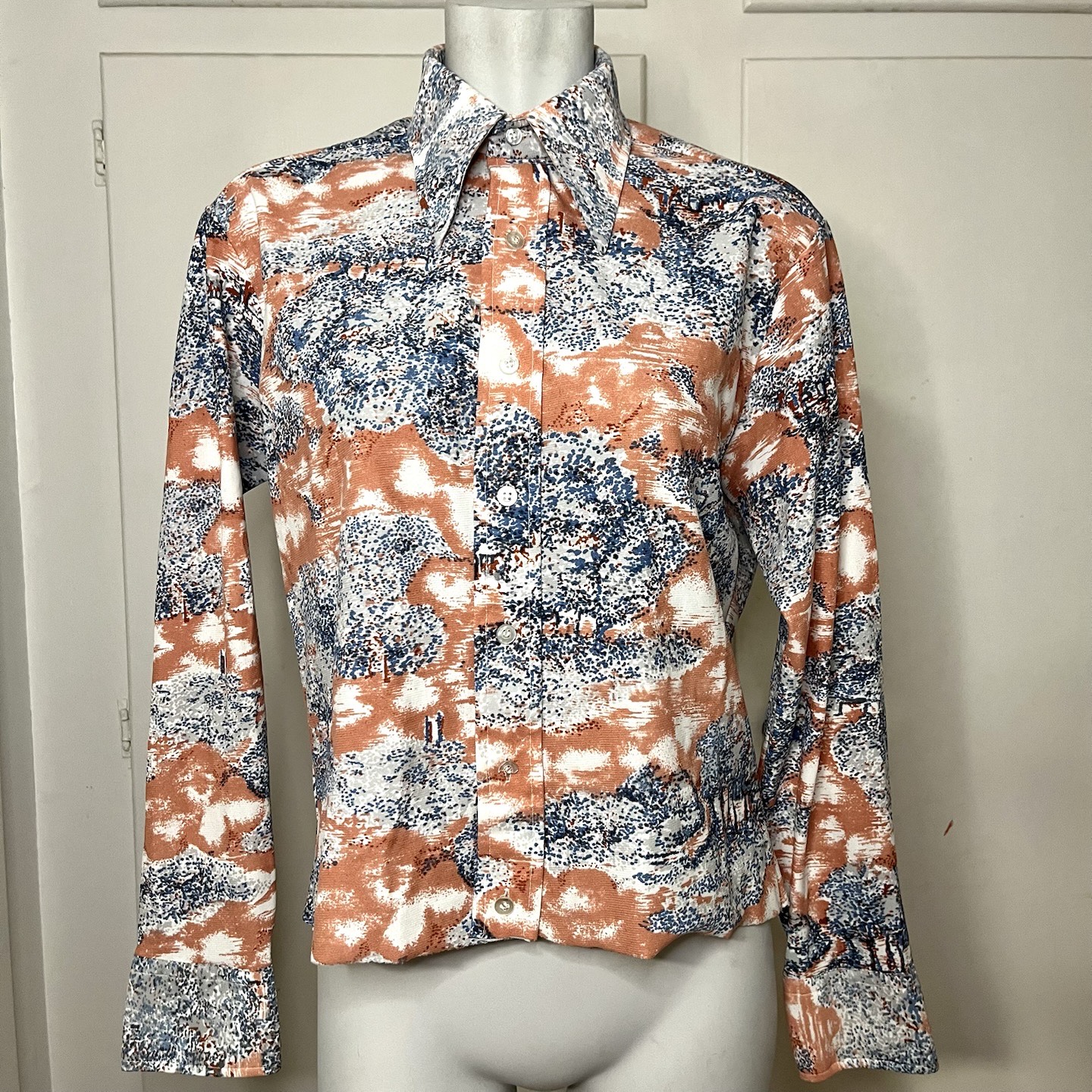 Vintage 70s Cellini Blue and Pink Abstract Trees and Clouds Dagger ...