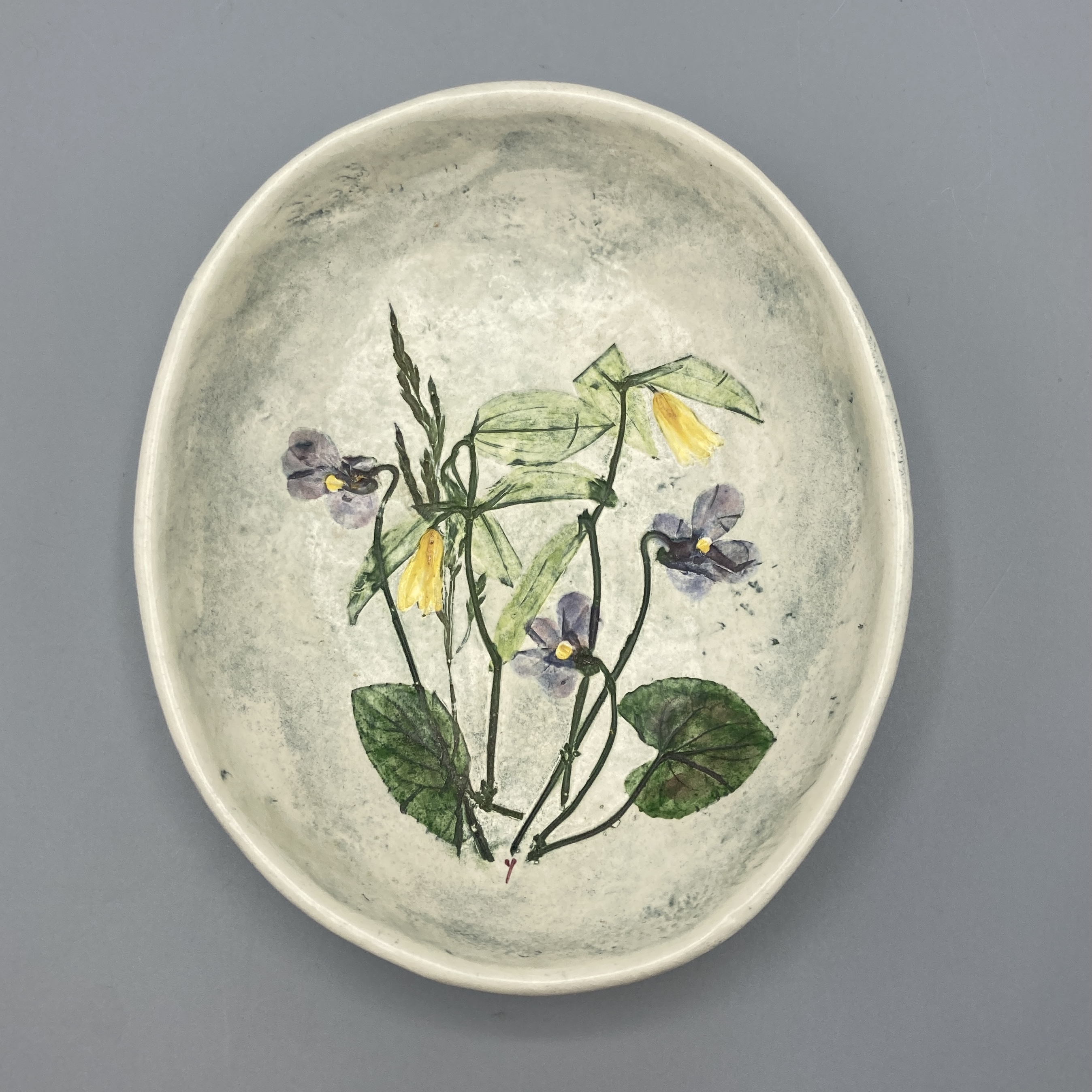 Salt Marsh Pottery Violets Wild Oats Trinket Dish or Wall Hanging ...