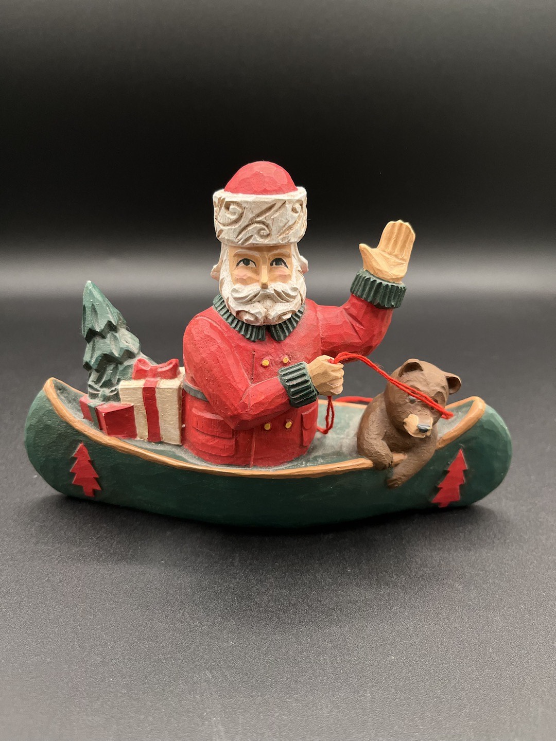 David Frykman Midwest Of Cannon Falls Wooden Carved Santa & Bear In A ...