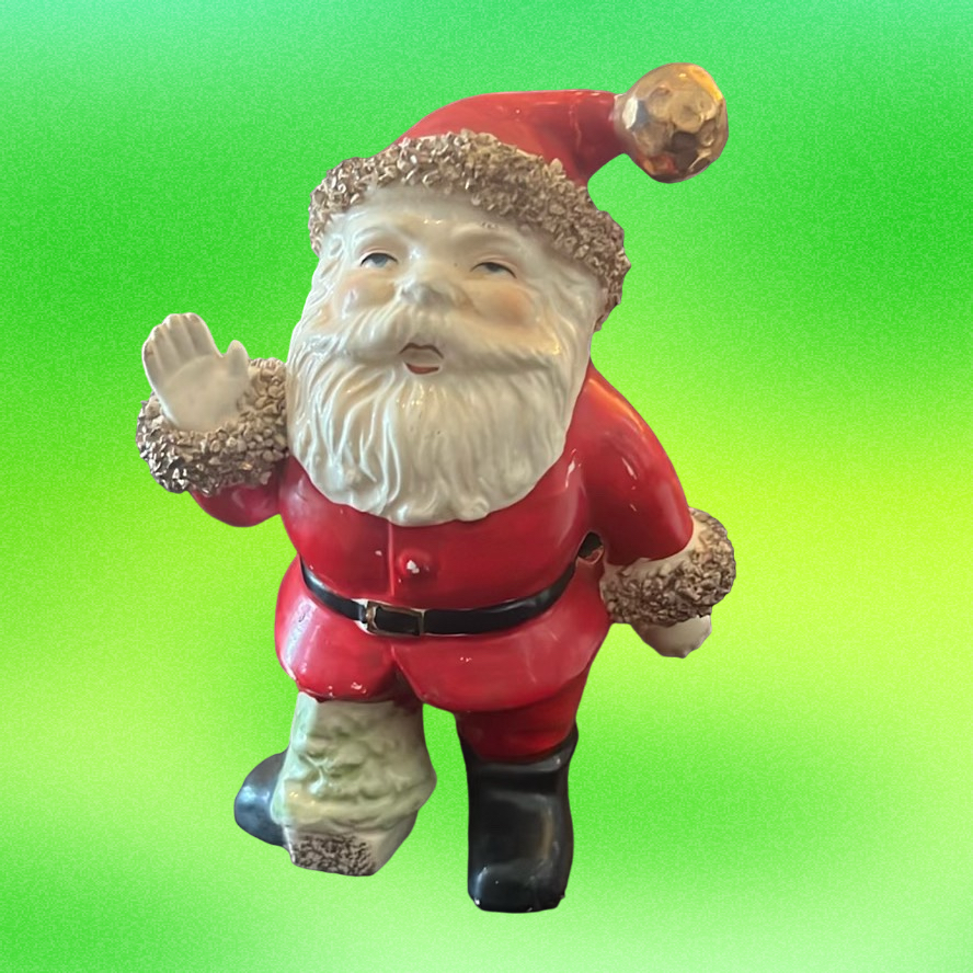 Vintage Ceramic Santa Figurine With Gold Gilding