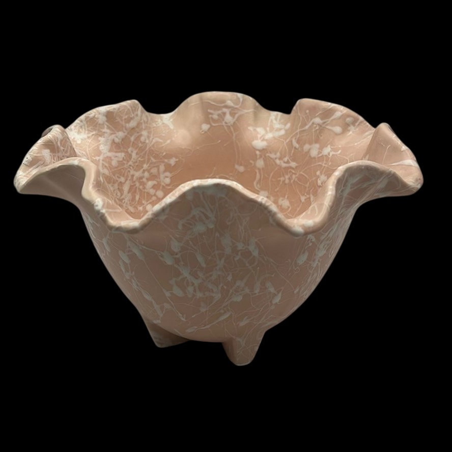 Vintage Shawnee Pottery Footed Bowl With A Ruffled Edge, 8” Across Top ...