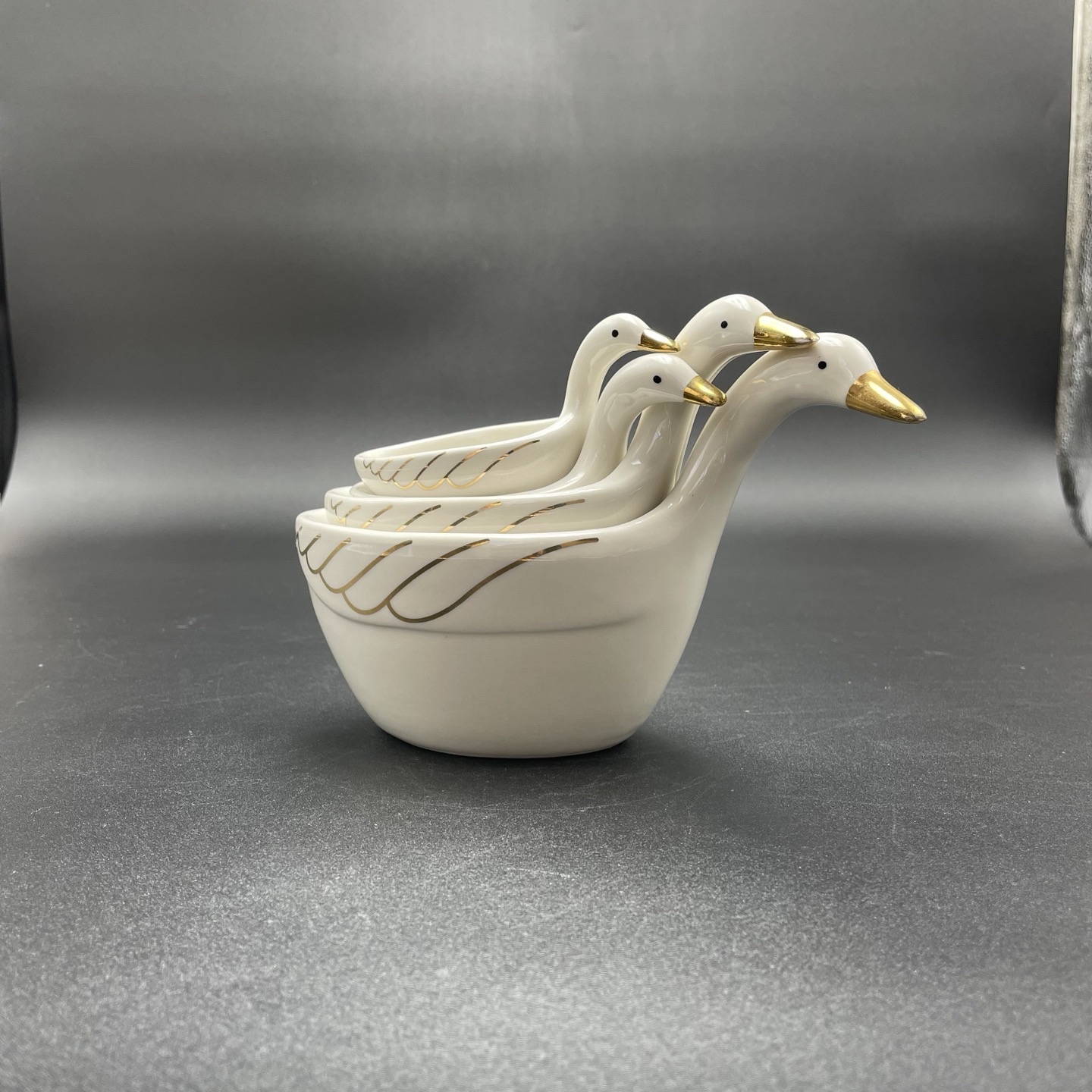 Anthropologie Porcelain Gaggle Geese Nesting Measuring Cups Gold ...
