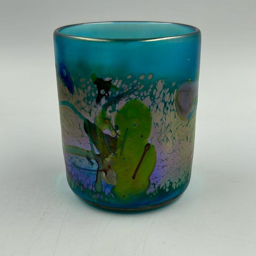 Vintage Bruce Stowell Art Glass Hand Blown Teal Colorful Swirls ...