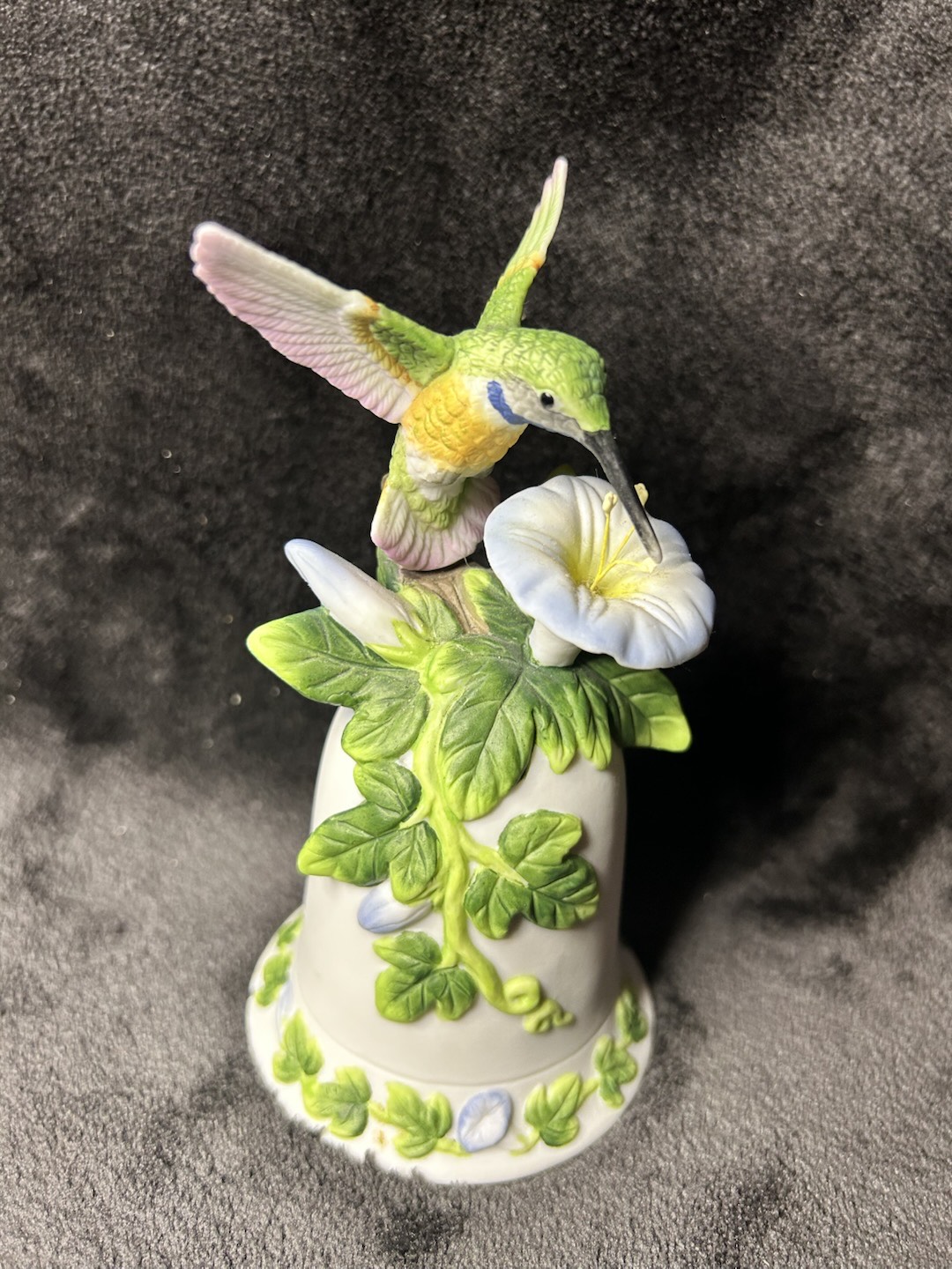 Vintage Hummingbird W/ Lily Porcelain Bell
