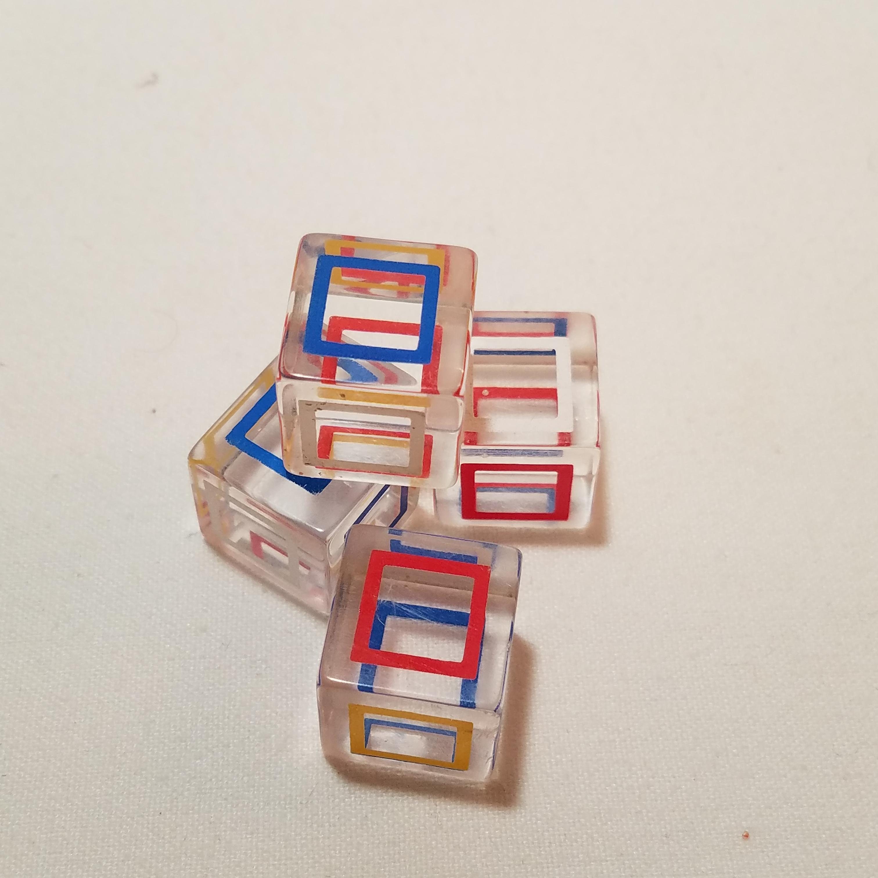 #77 Vintage 1968 Nice Cubes Lucite Colorful Game Cubes