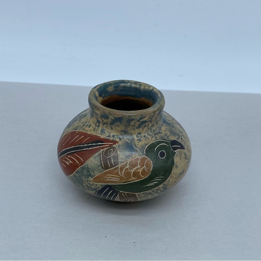 Guatemala Miniature Bud Vase Hand Made Etched With Bird Multicolour ...