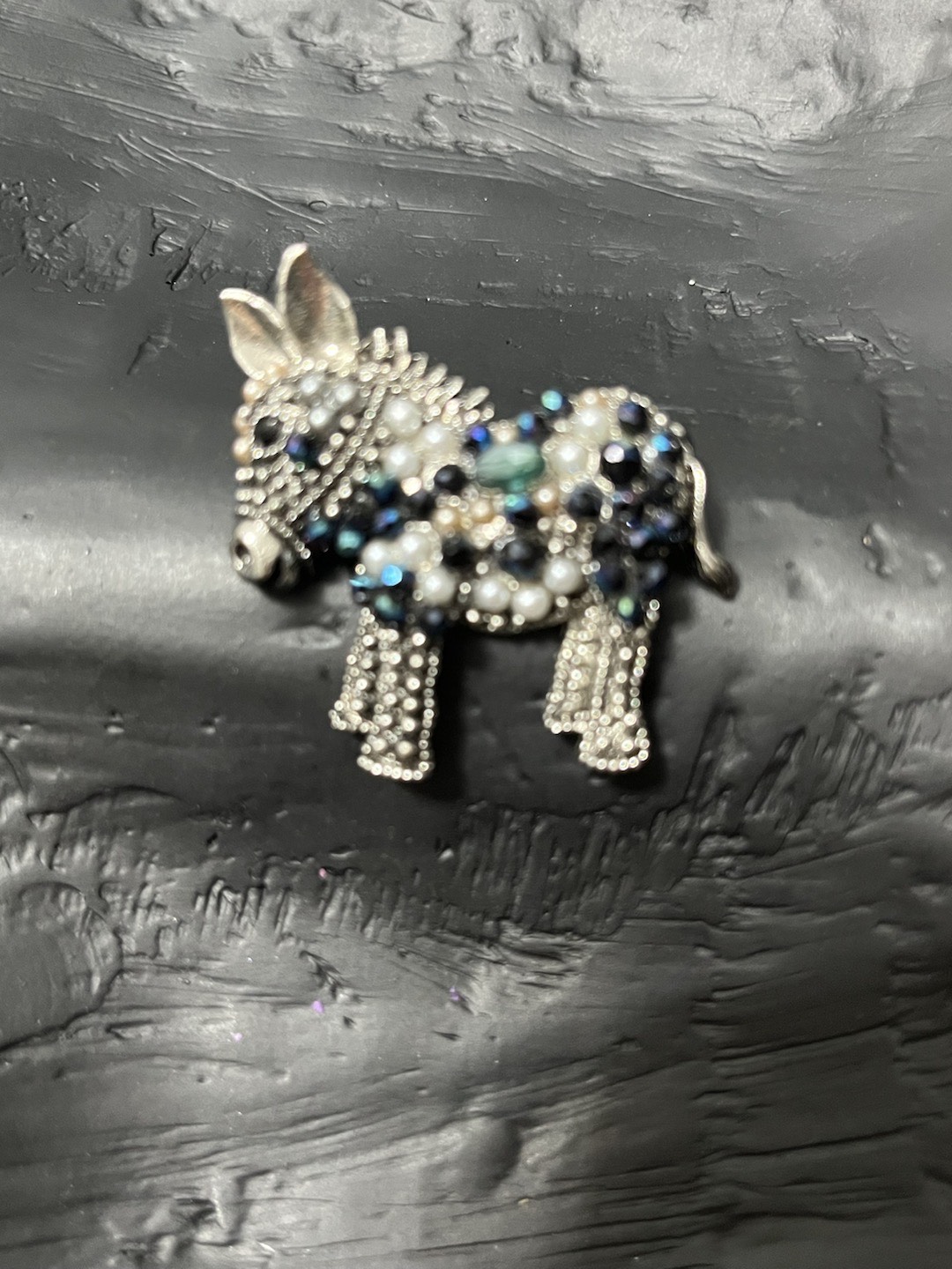 Cute Silver Tone Donkey Pin
