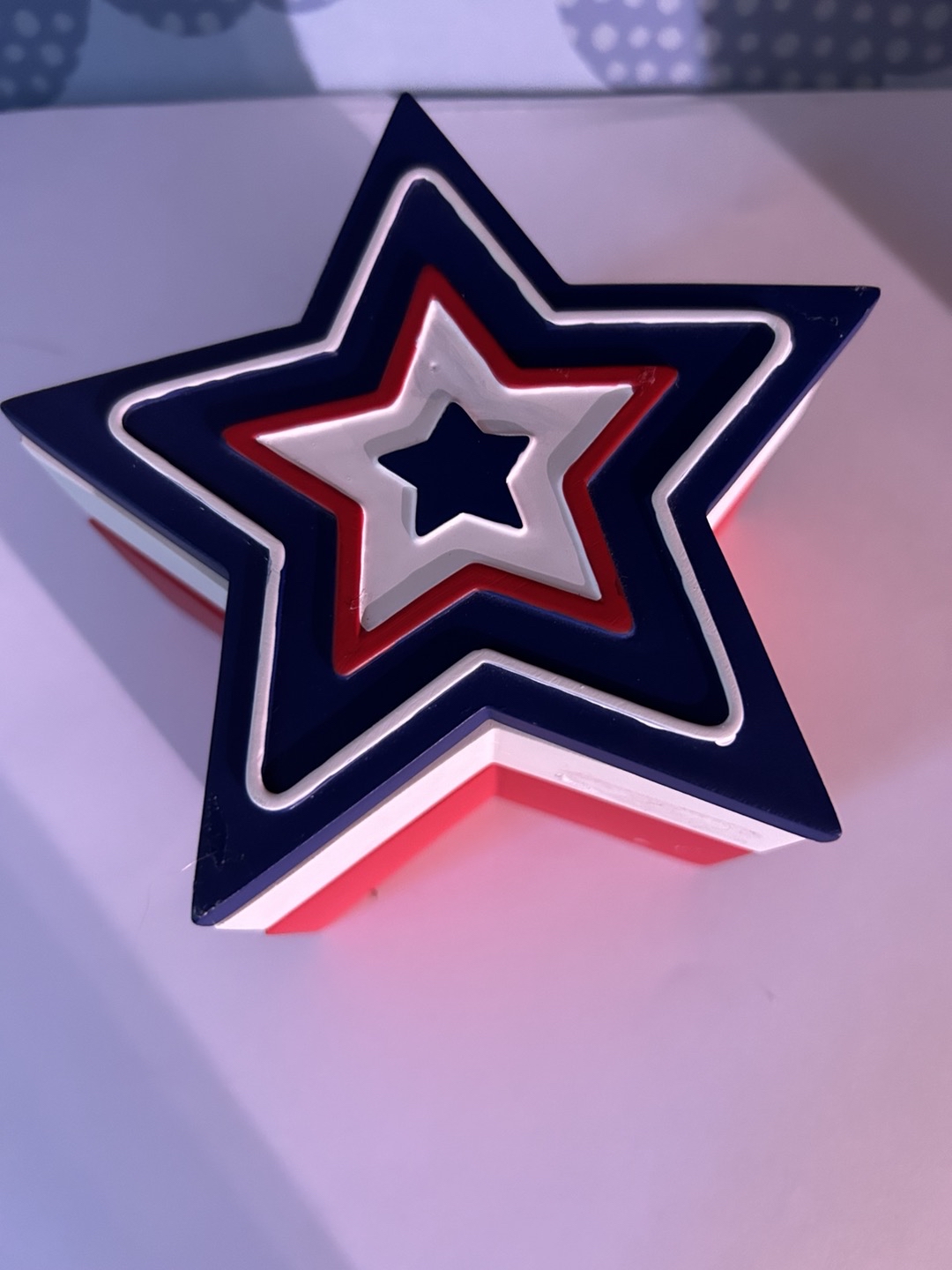 2 Compartment Red white blue Star Trinket Box