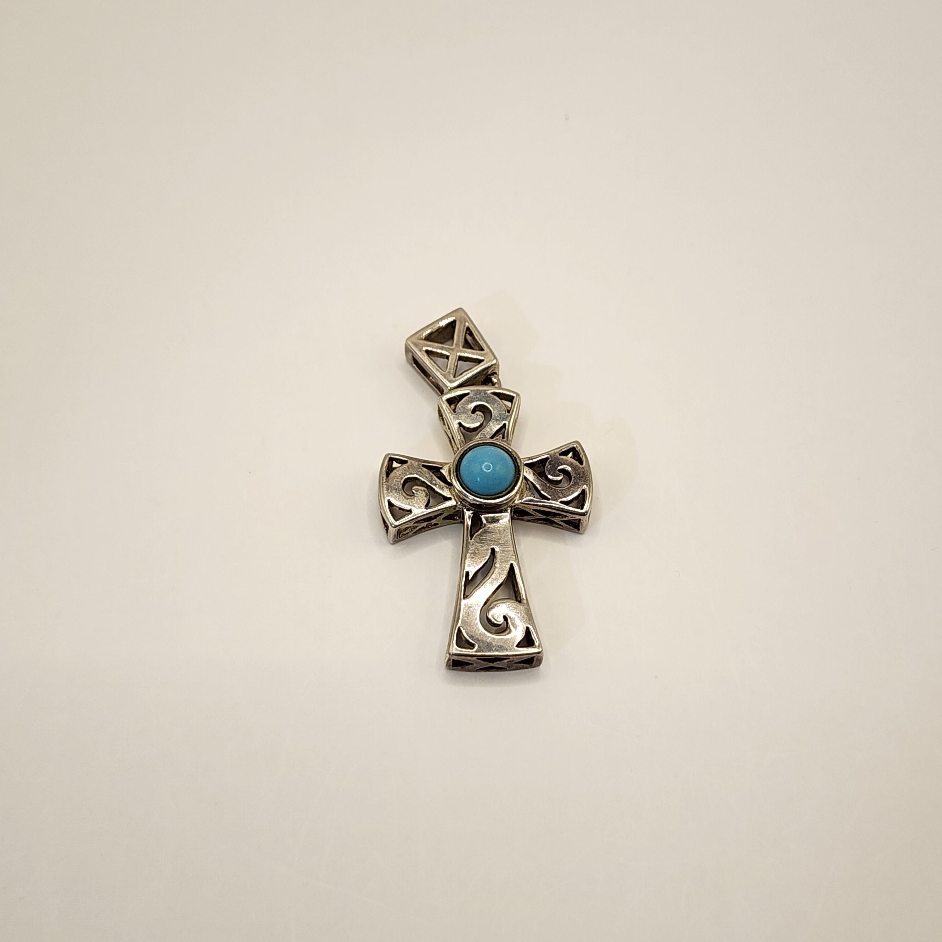 13. 925 Thailand Filigree Faux Turquois Maltese Celtic Cross Decorative ...